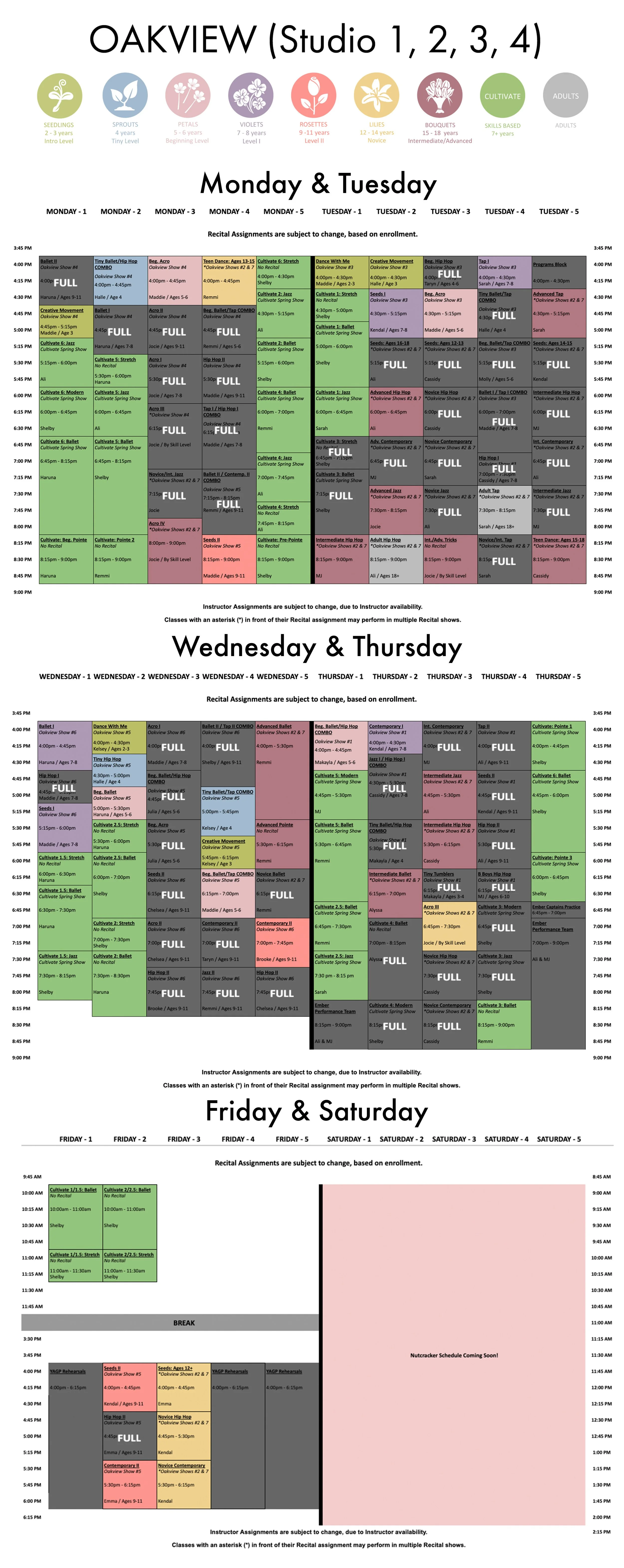 Class Schedule | Bloom Dance Studio
