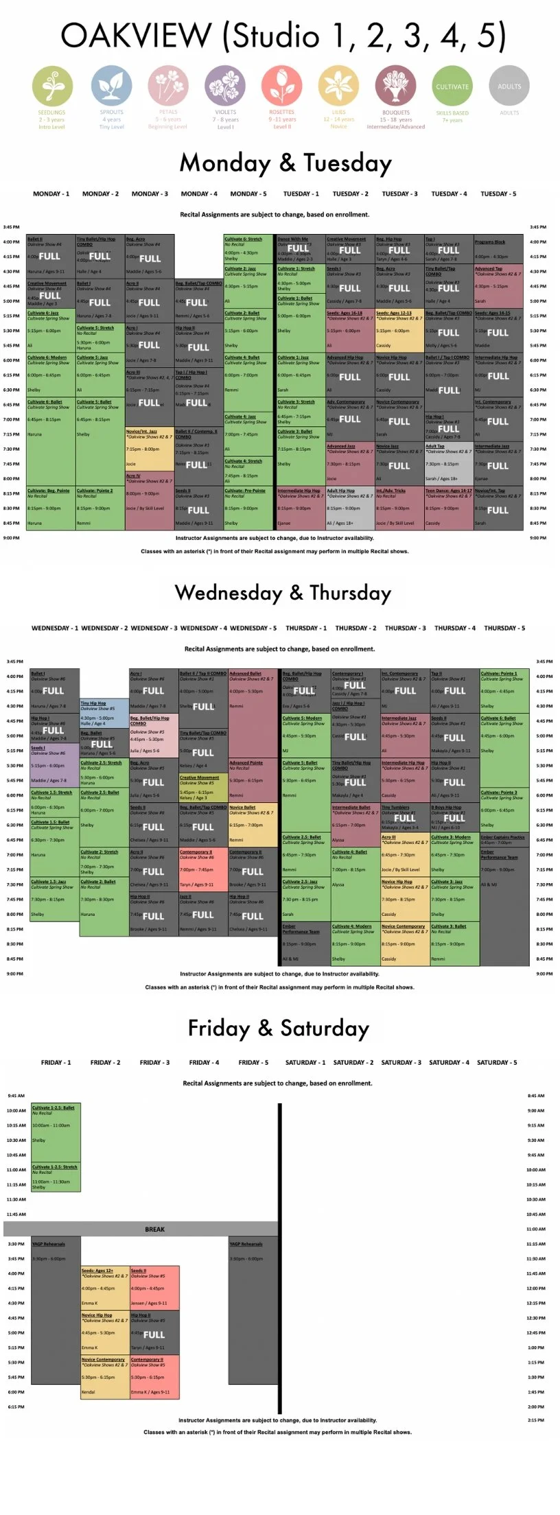 Class Schedule | Bloom Dance Studio