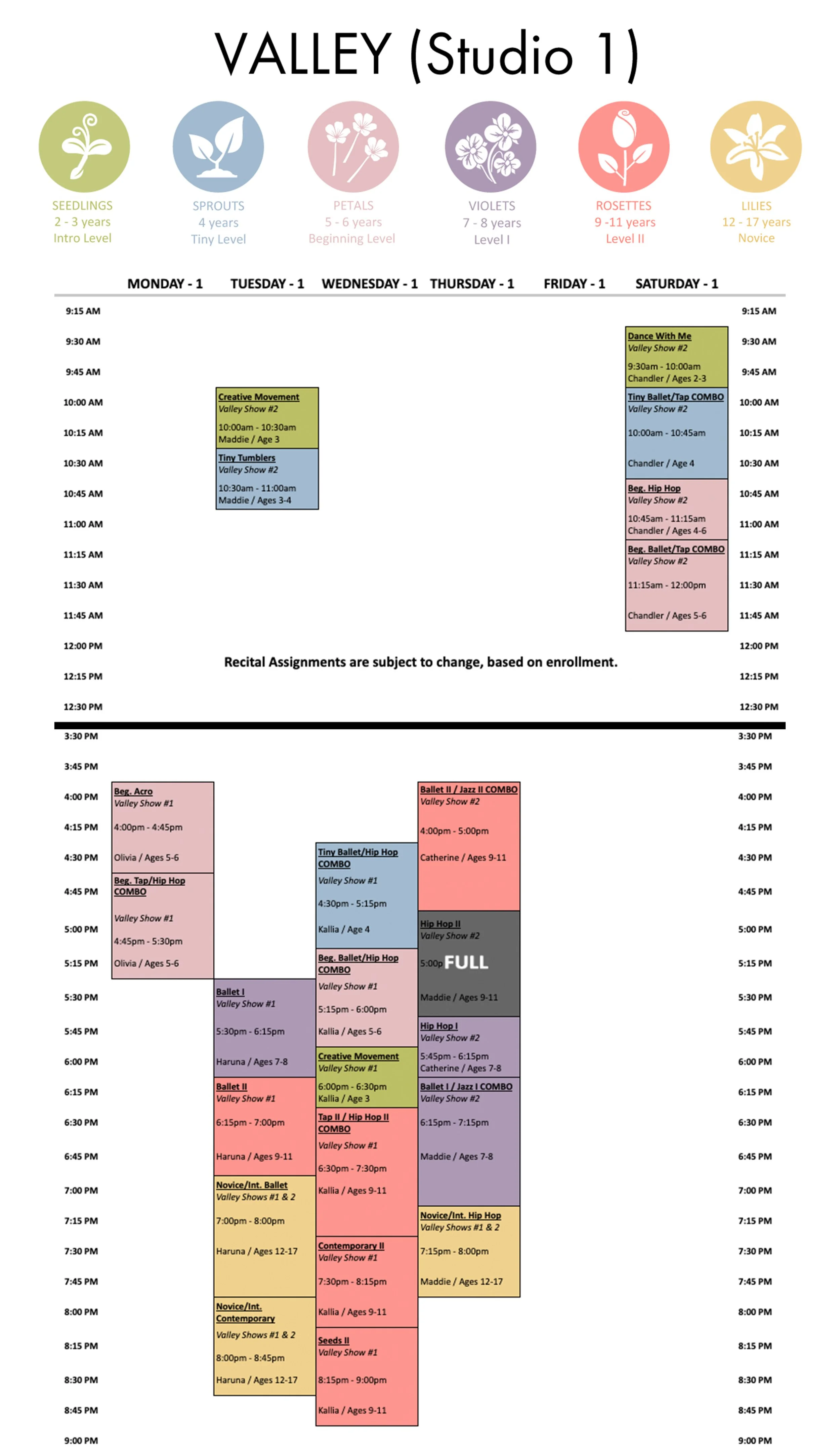 Class Schedule | Bloom Dance Studio