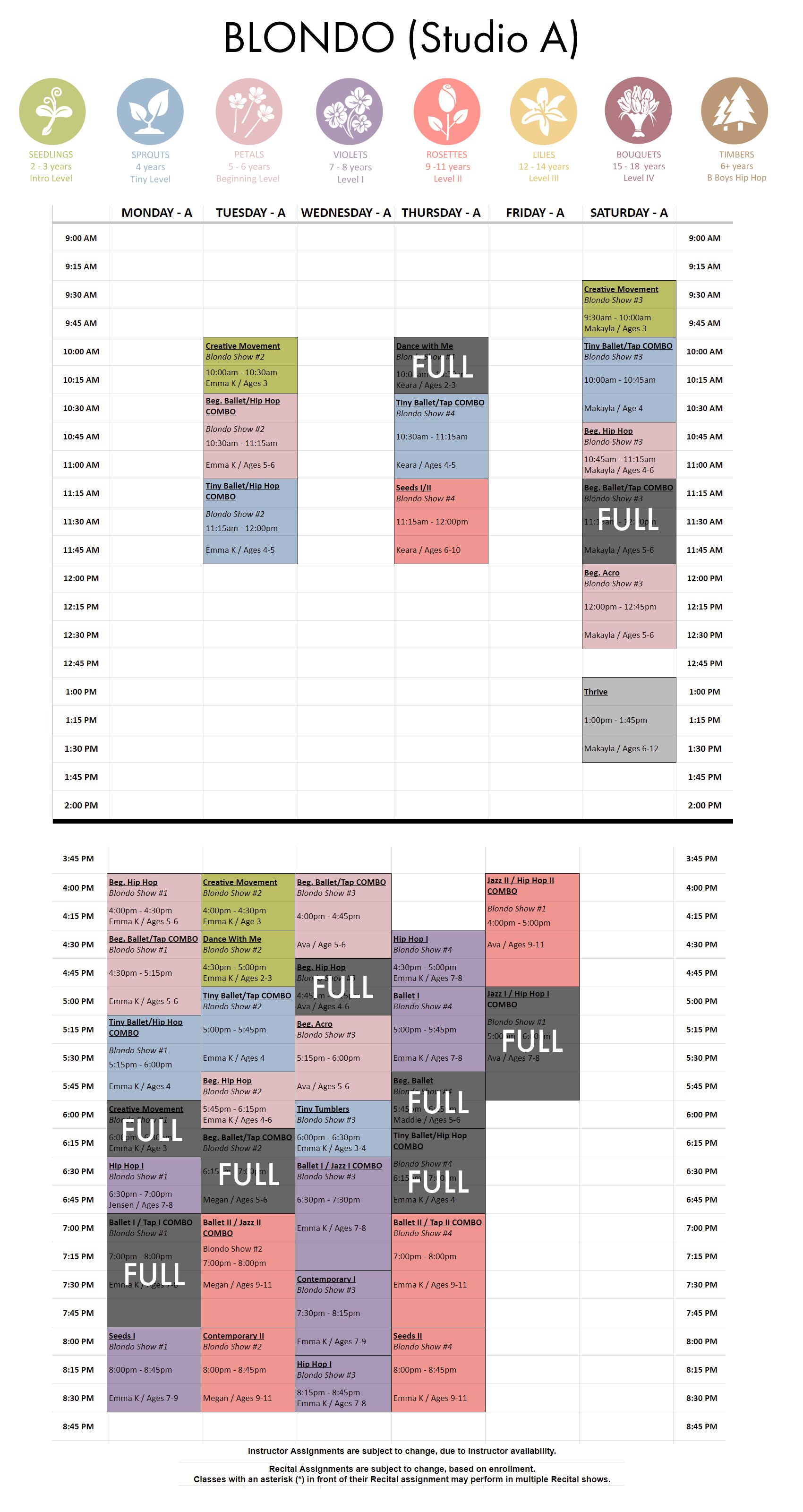 Class Schedule | Bloom Dance Studio