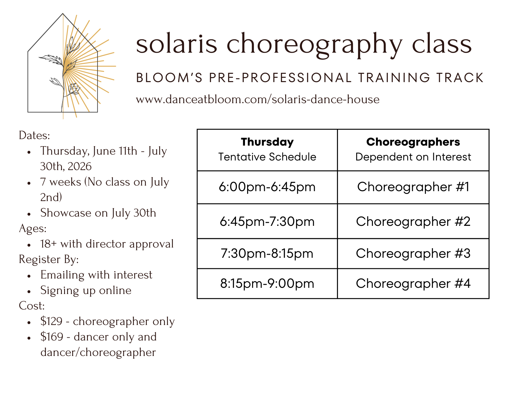 Solaris Dance House | Bloom Dance Studio