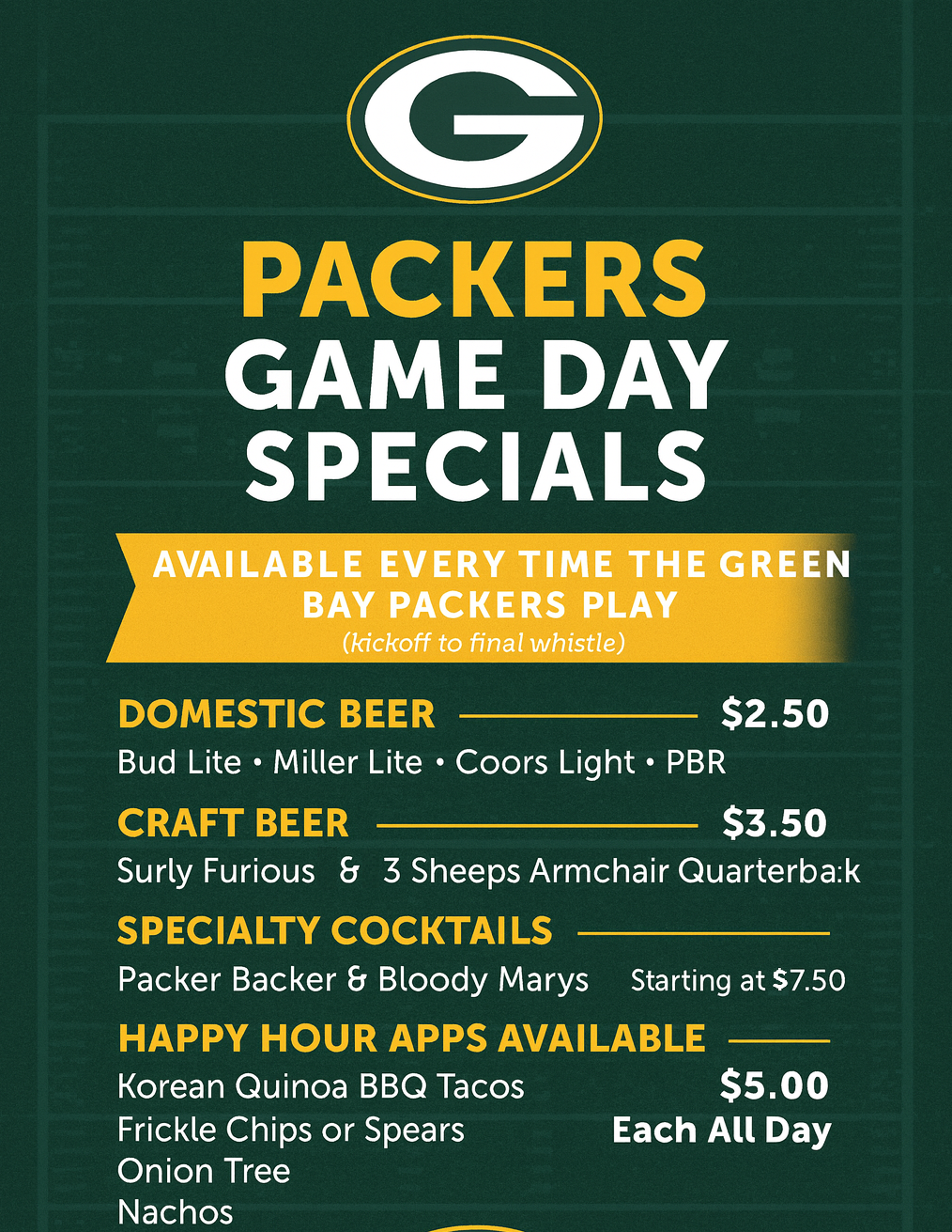 Game Day Specials in Wausau, WI | WOW — WOW