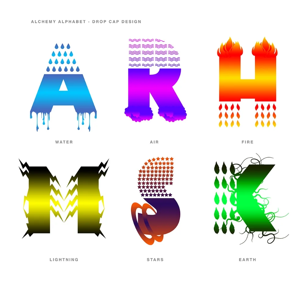 The Alchemy Alphabet - Drop Cap Letter Design — Meeq Designs - David M ...