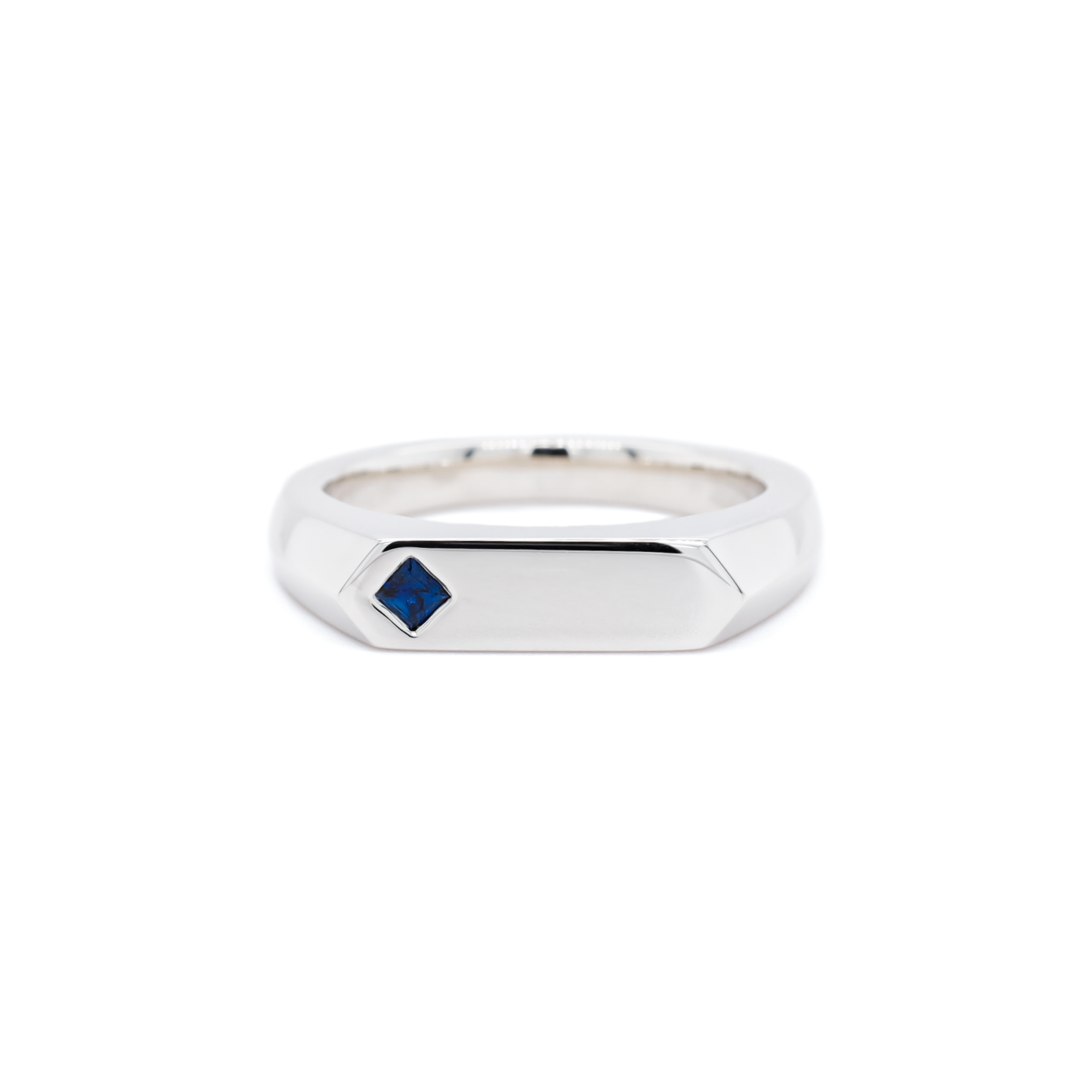 Sapphire, palladium silver signet ring — Ryley Jewellery Creations