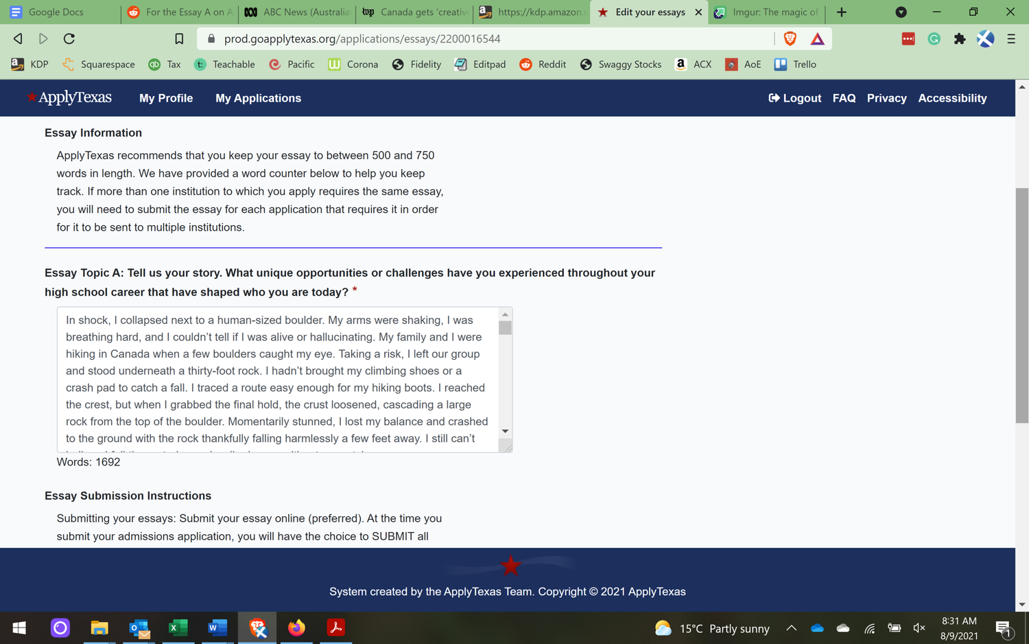 "Can my UT-Austin Essay A and Short Answers Be Longer Than 700 and 300 ...