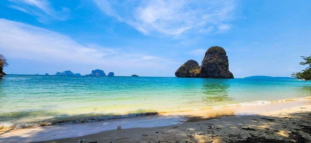 the 4 island hopping tour in krabi — look how blue the sea is!