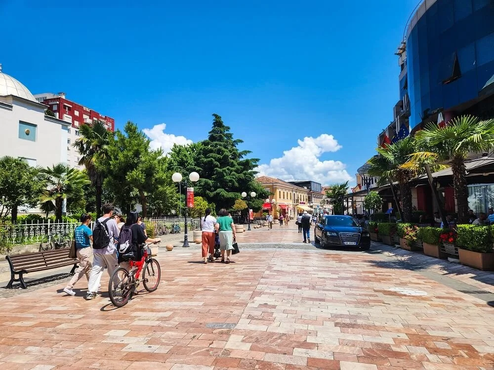 walking through the old town in shkoder, albania