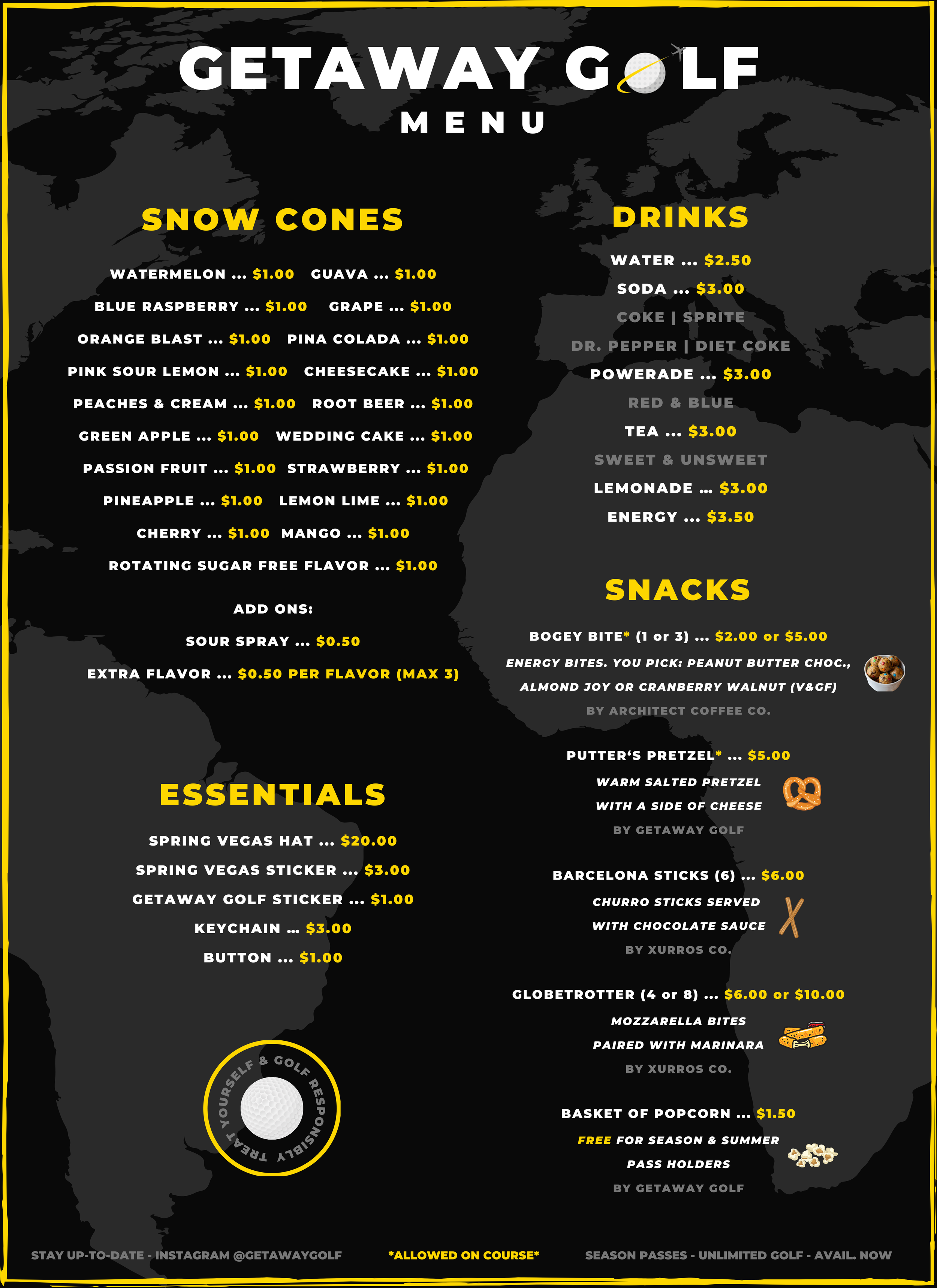 Menu — Getaway Golf