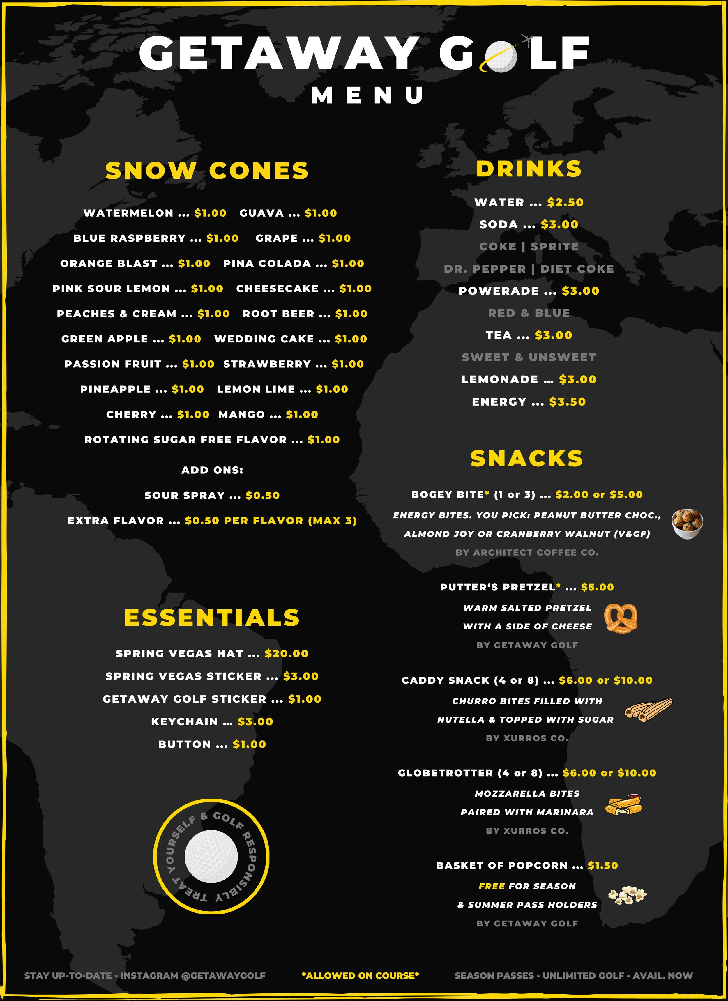 Menu — Getaway Golf