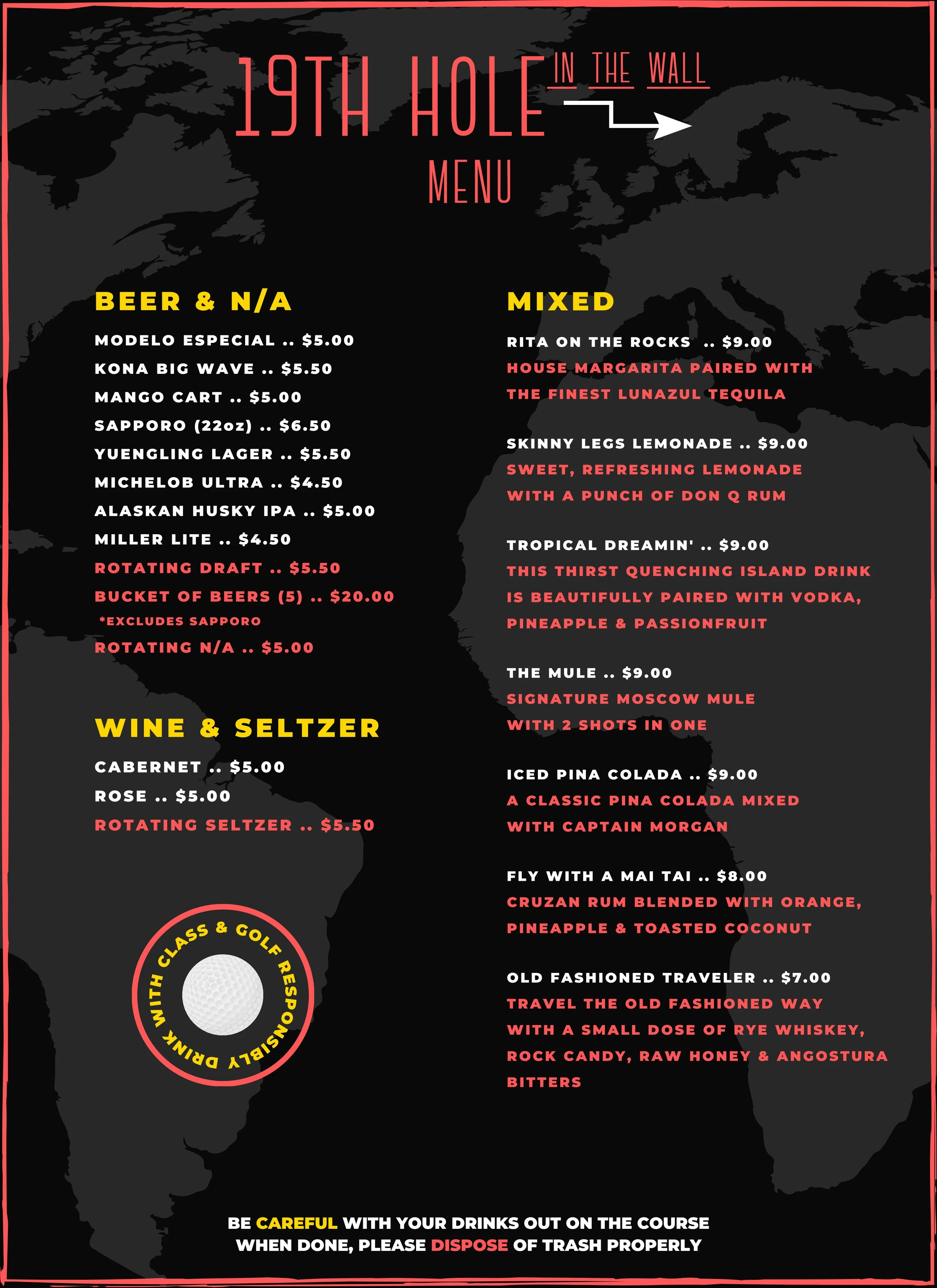 Menu — Getaway Golf
