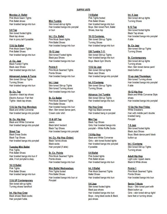 RECITAL INFORMATION — Studio 33 Dance Company