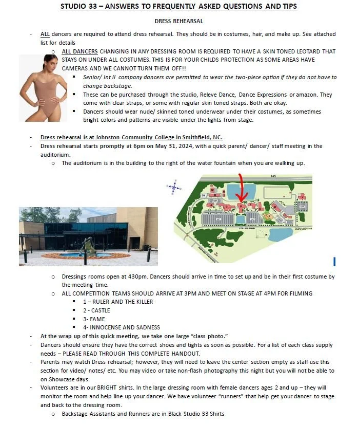 RECITAL INFORMATION — Studio 33 Dance Company