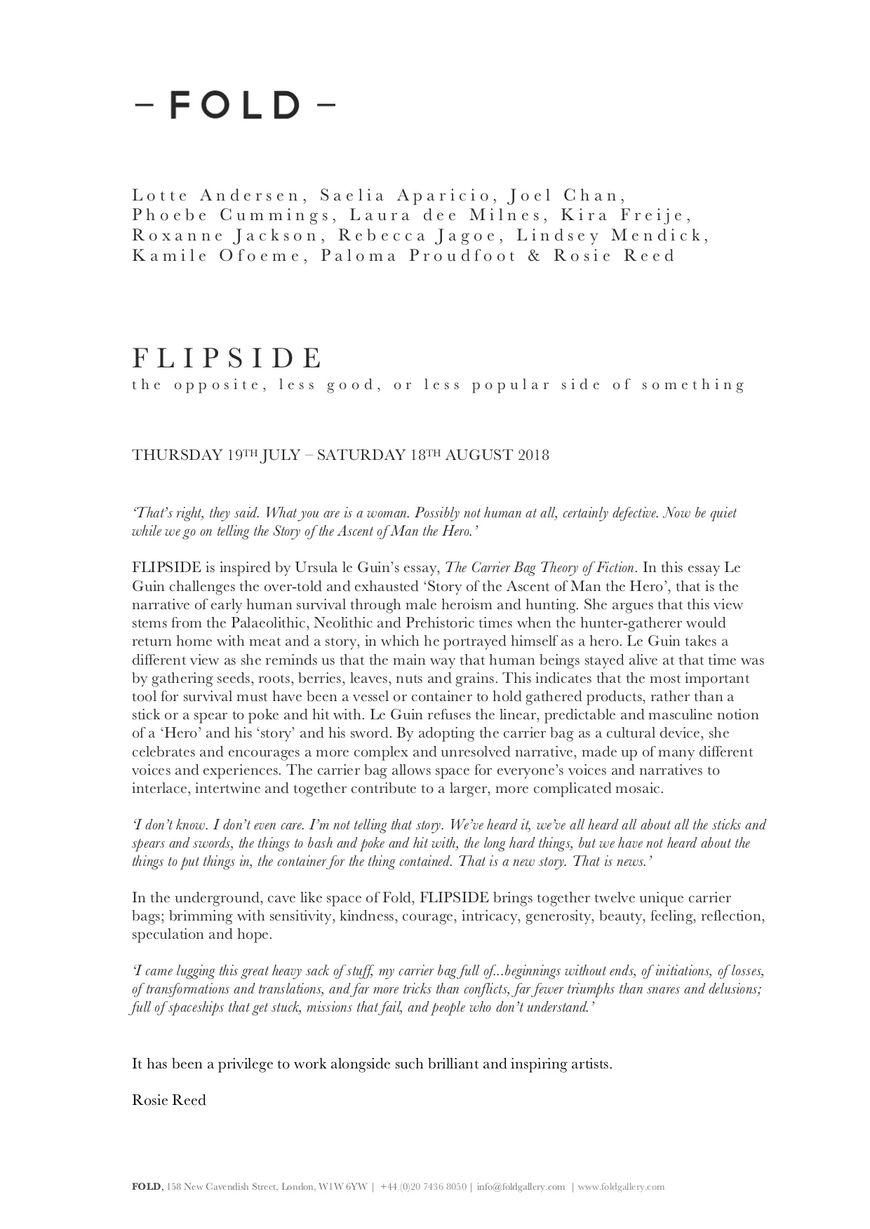 Flipside, curated by Rosie Reed — Rosie Reed