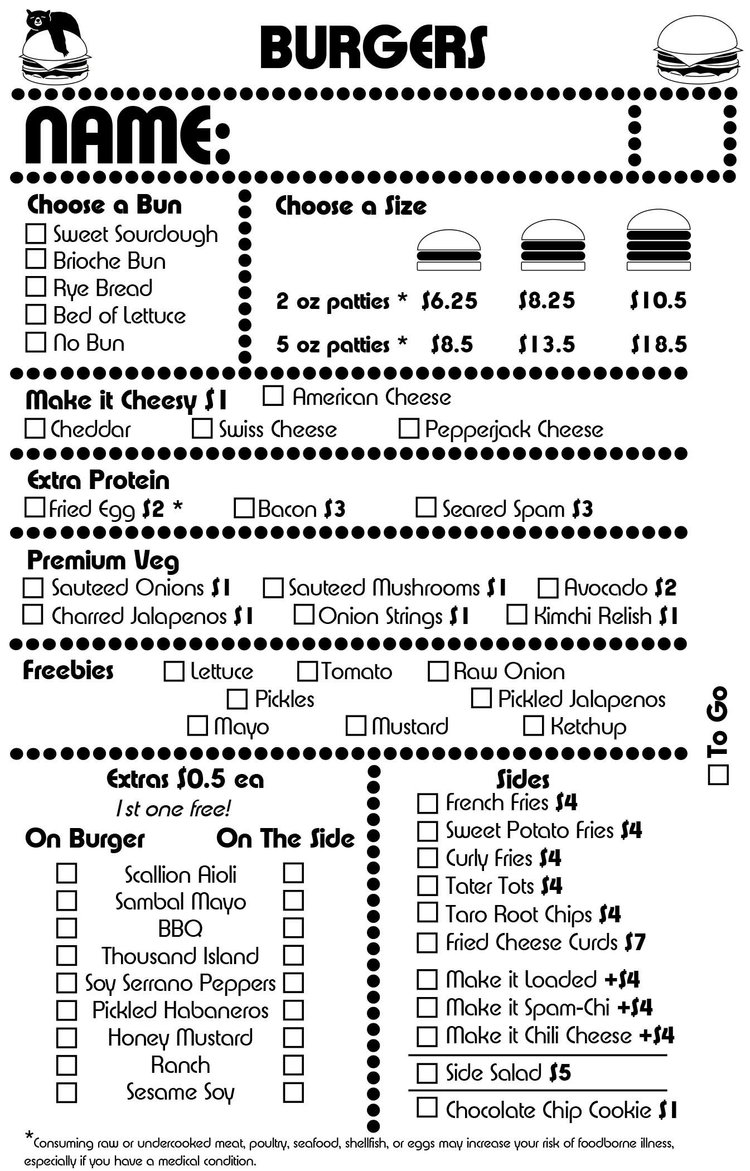 burger-chan 2.0 Menus | Burger, Hotdog, and Falafel — burger-chan
