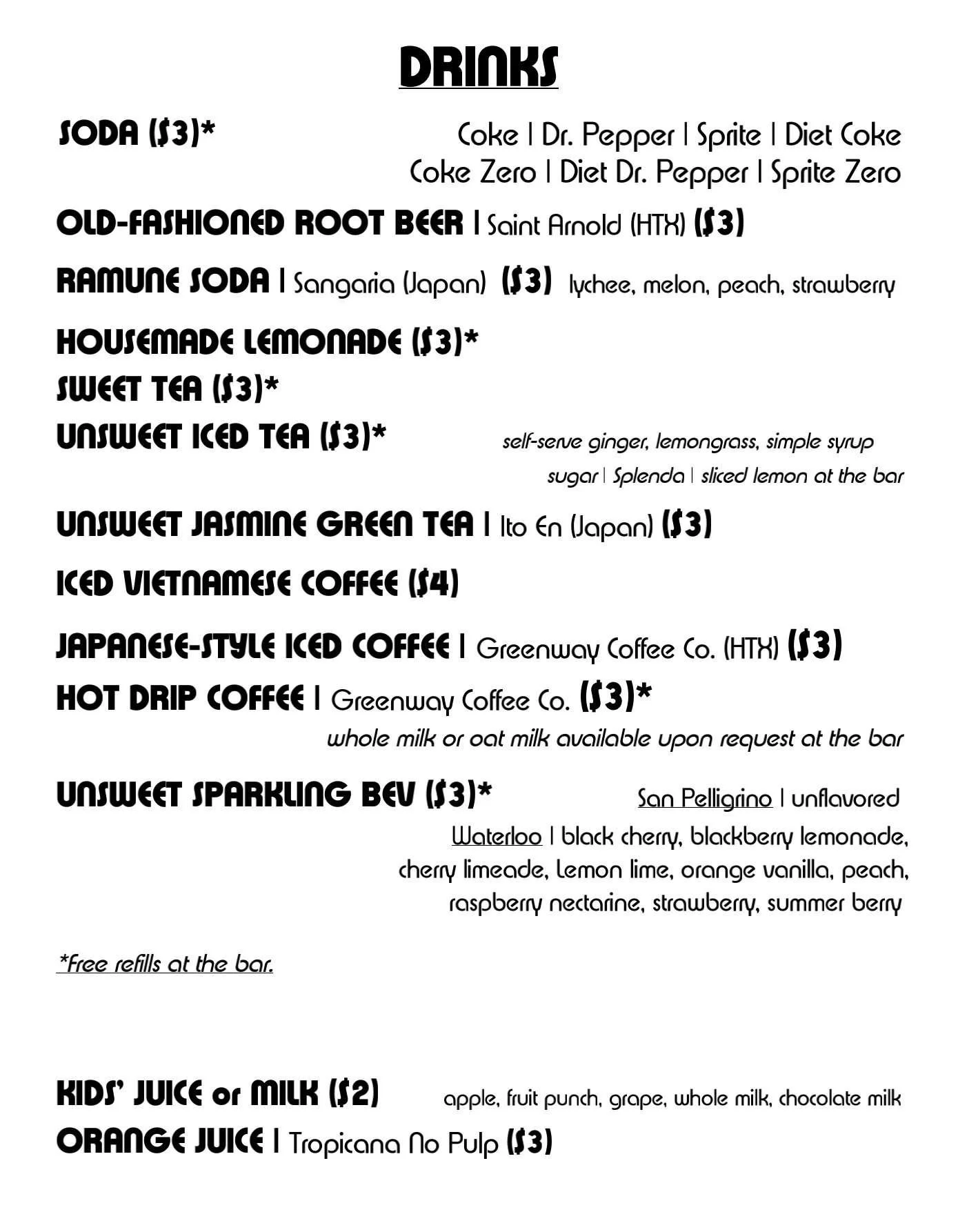 Menu Notes + Drinks Menu — burger-chan