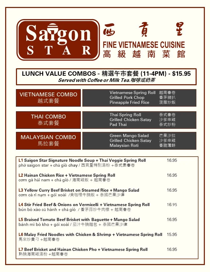Lunch Menu — Saigon Star Restaurant