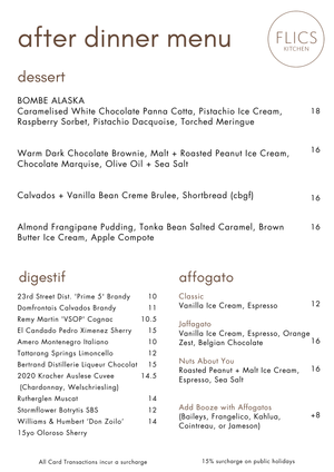 MENU — FLICS KITCHEN