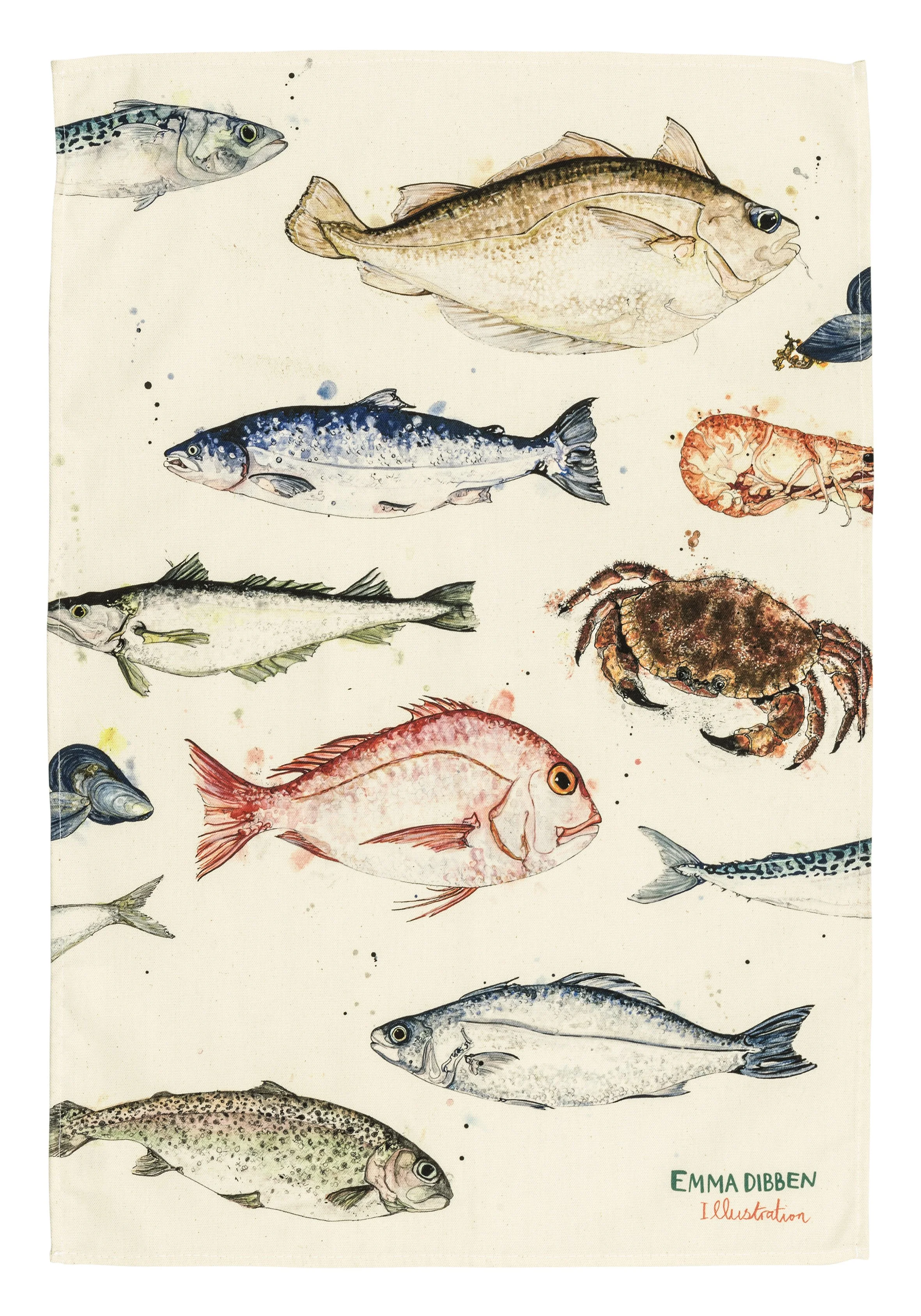 Fish design tea towel — Emma Dibben Illustration