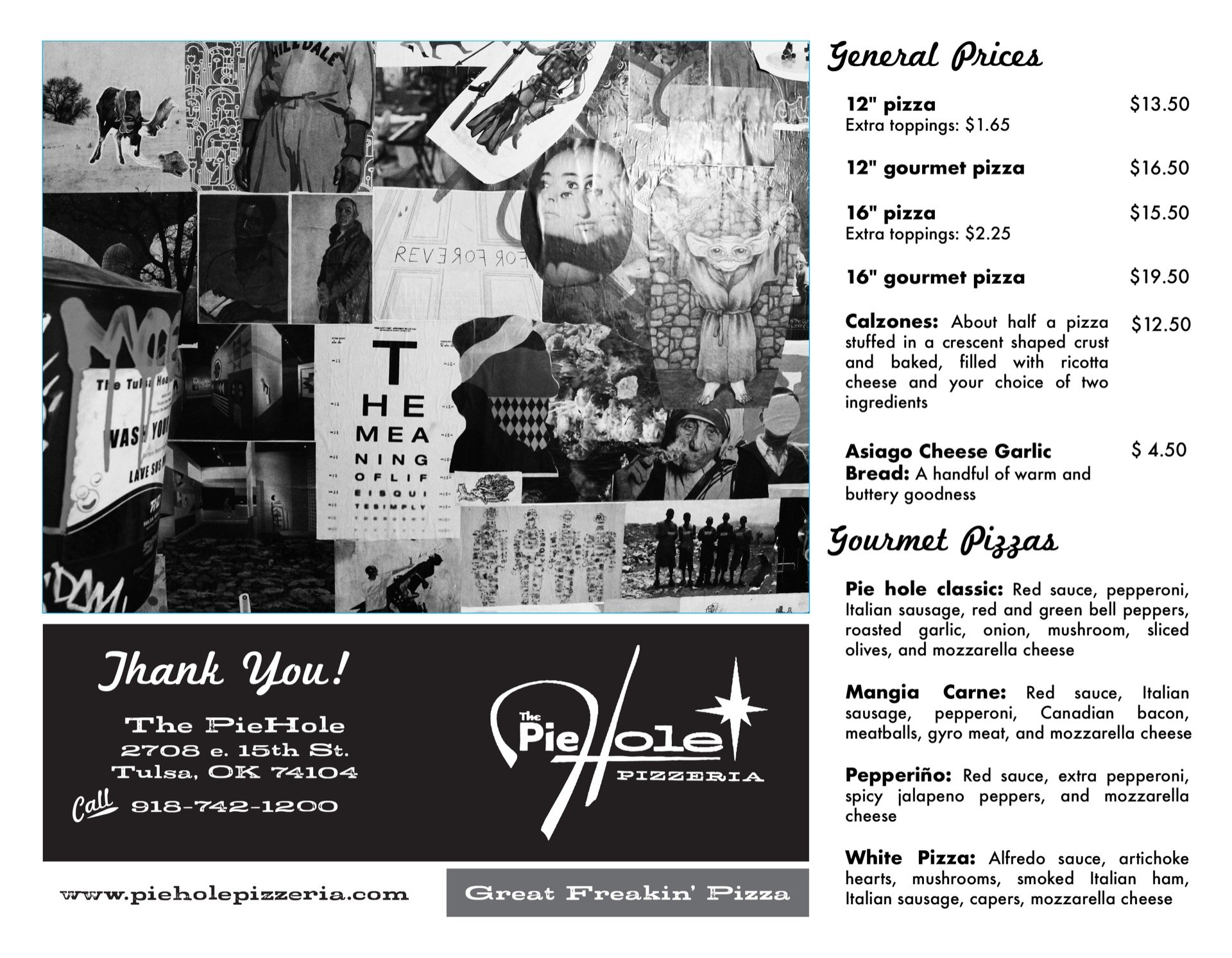 Menu — PIEHOLE PIZZERIA