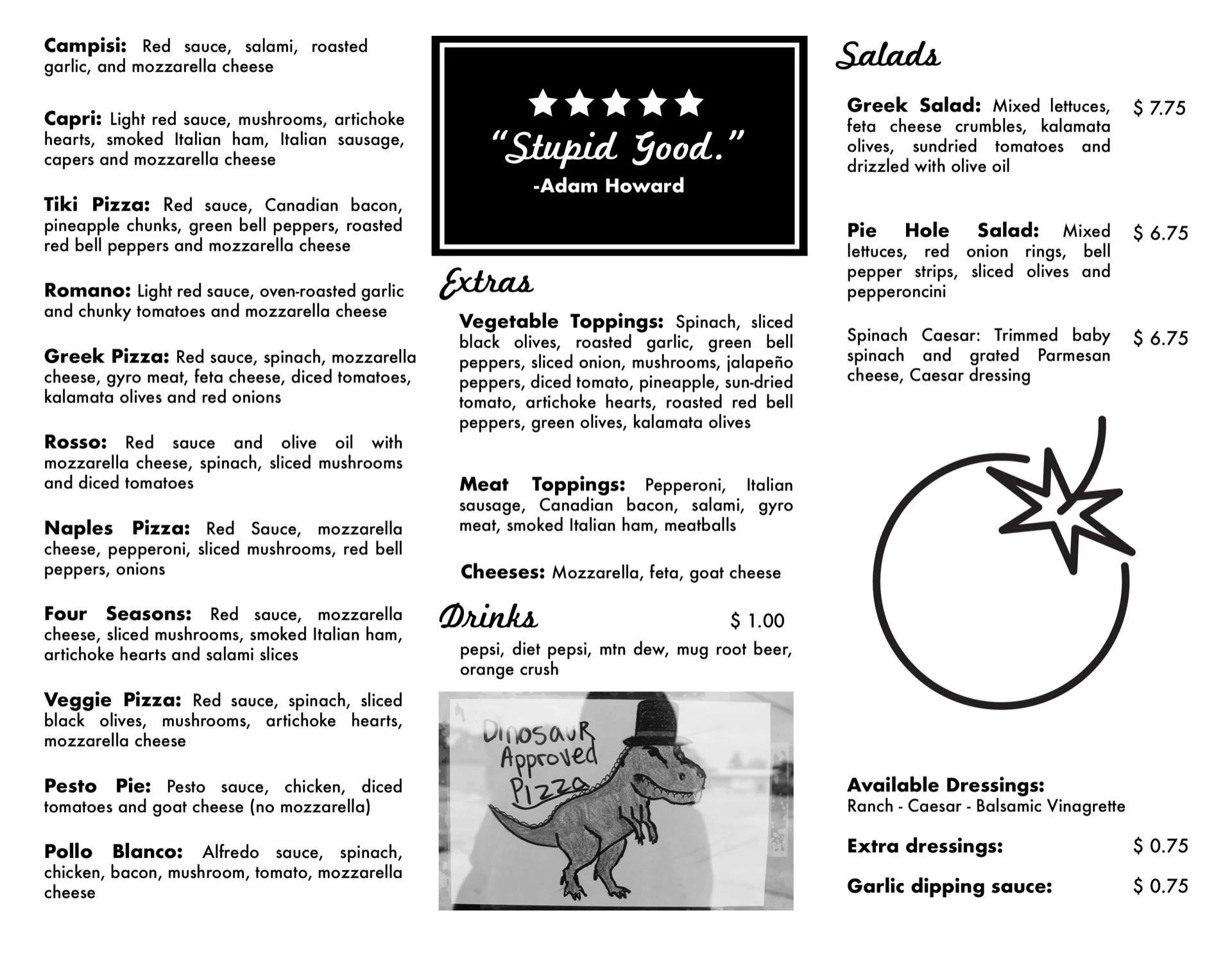 Menu — PIEHOLE PIZZERIA