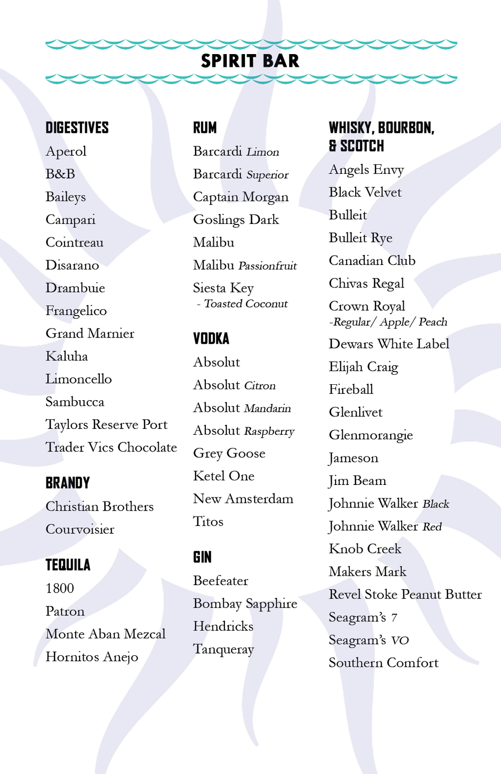 Drinks Menu — Landy's Restaurant