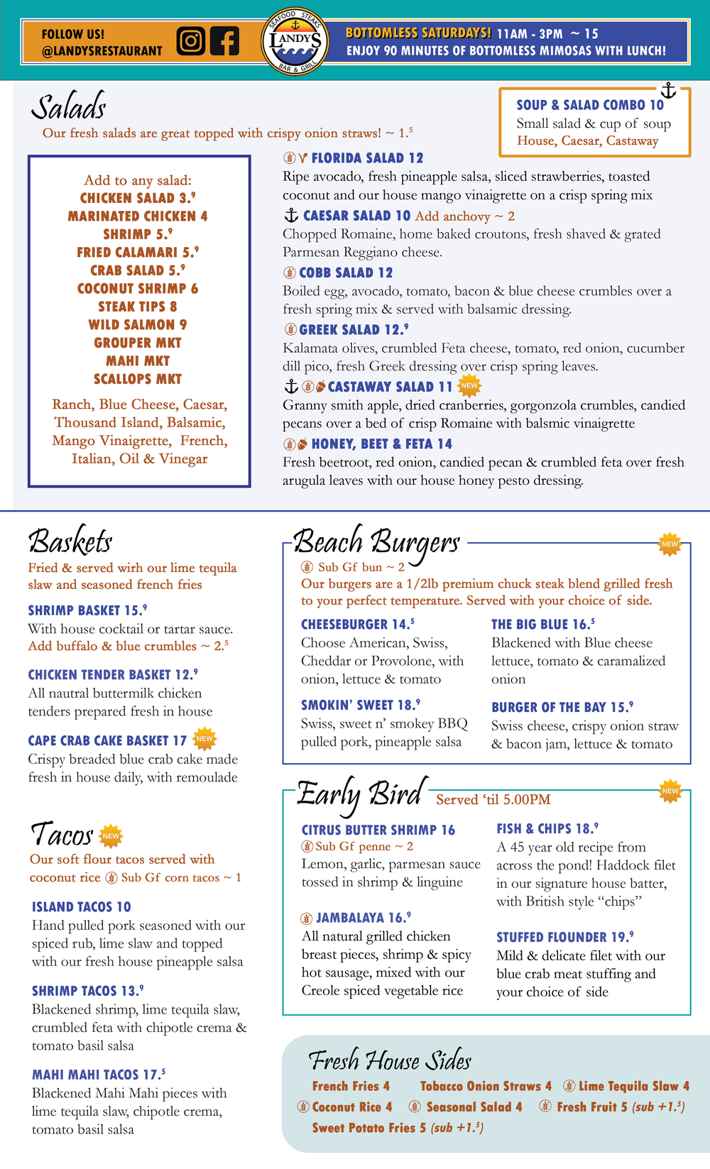 Lunch menu — Landy's Restaurant