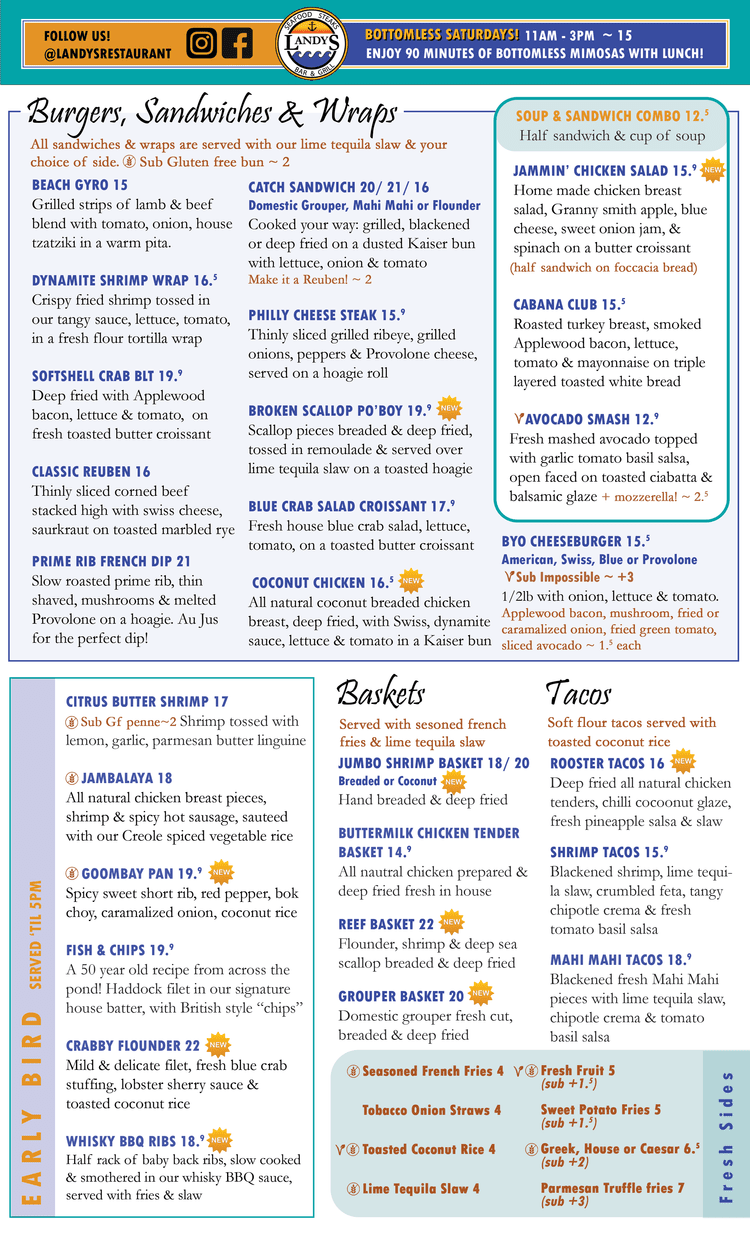 Lunch menu — Landy's Restaurant
