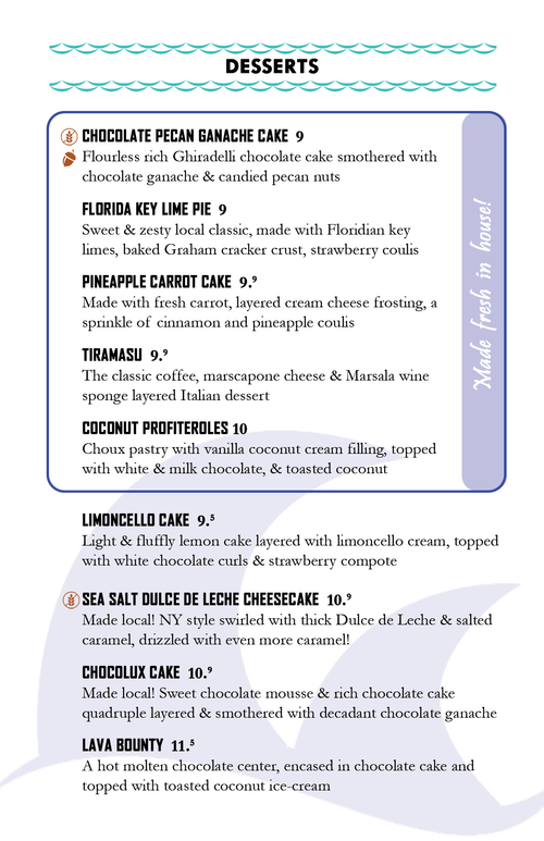 Dessert Menu — Landy's Restaurant