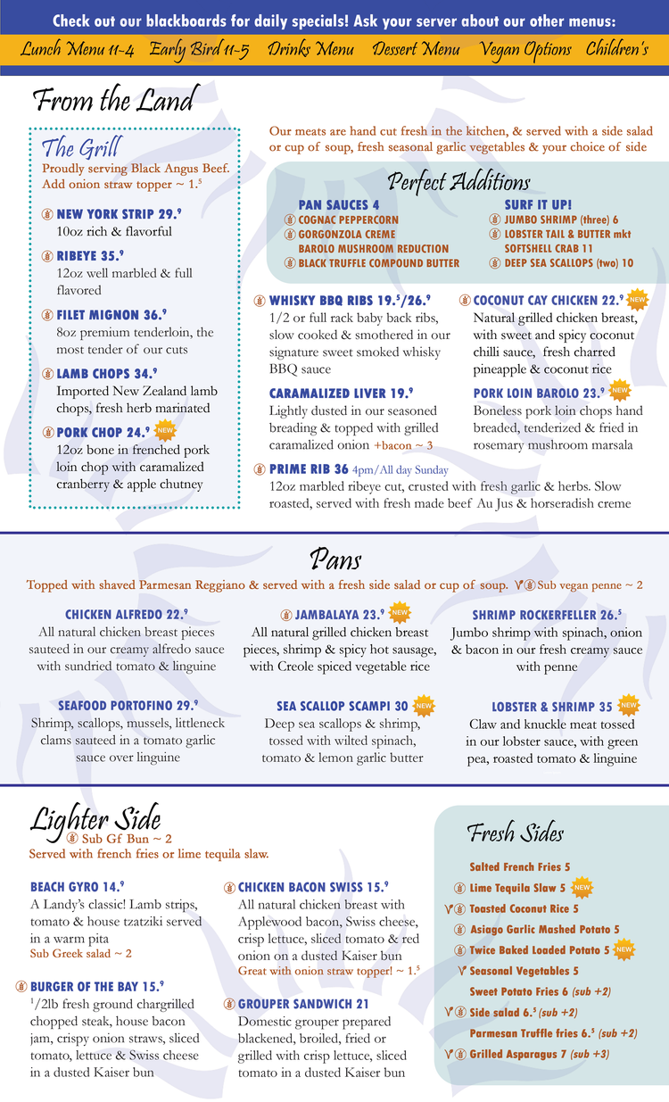 Dinner Menu — Landy's Restaurant