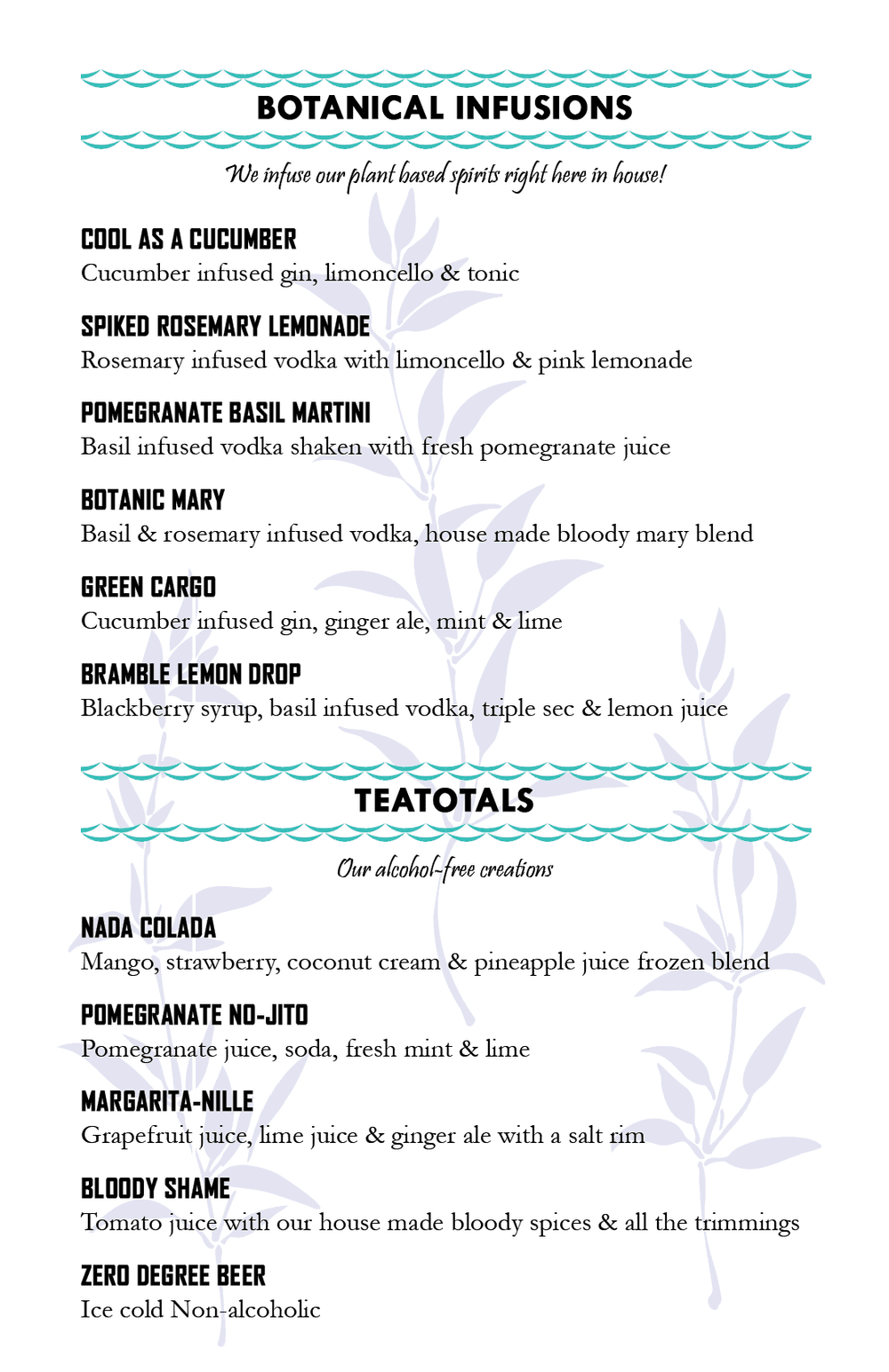 Drinks Menu — Landy's Restaurant