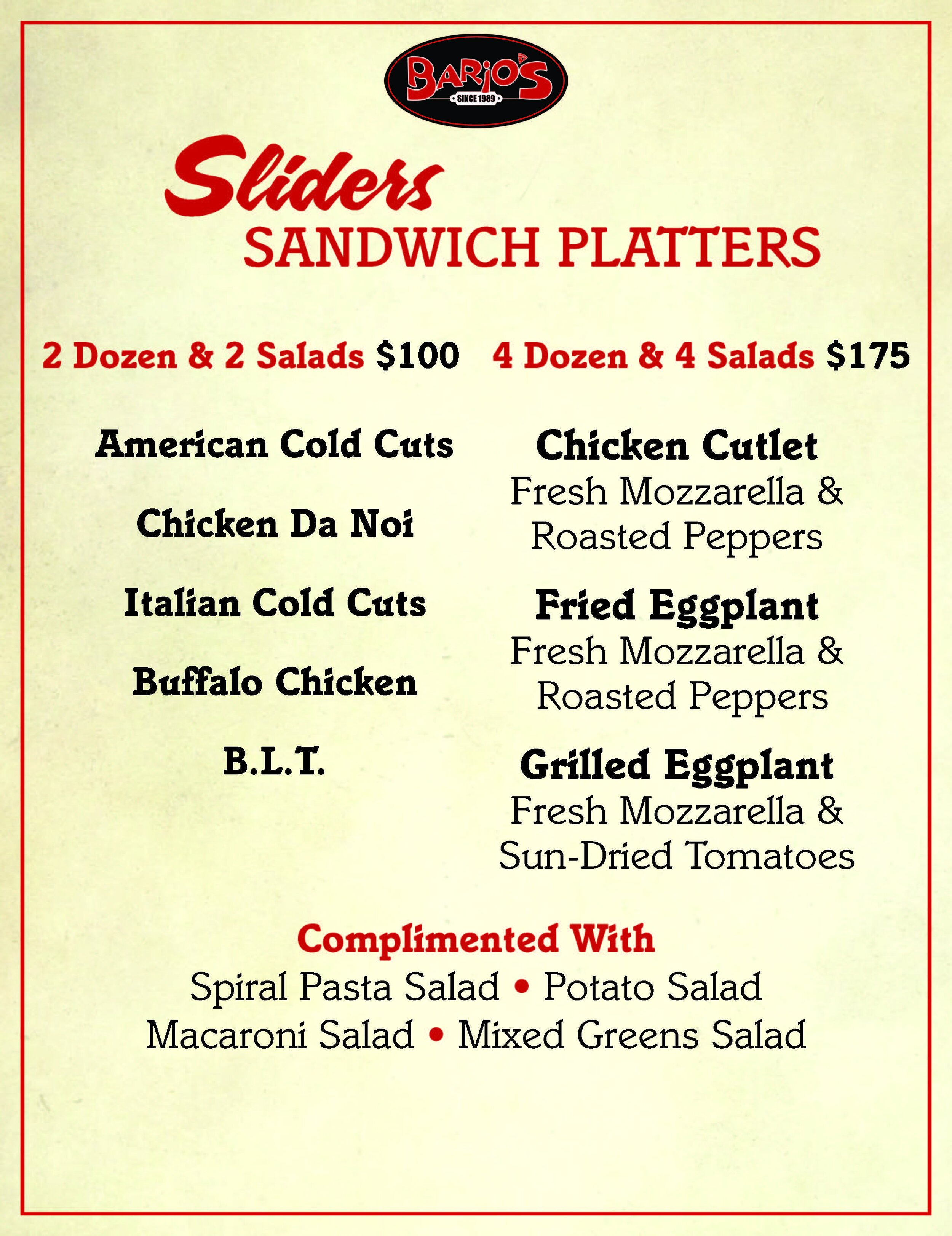 Slider Sandwich Platters — CATERING | PIZZA | PASTA | HEALTHY FOOD ...