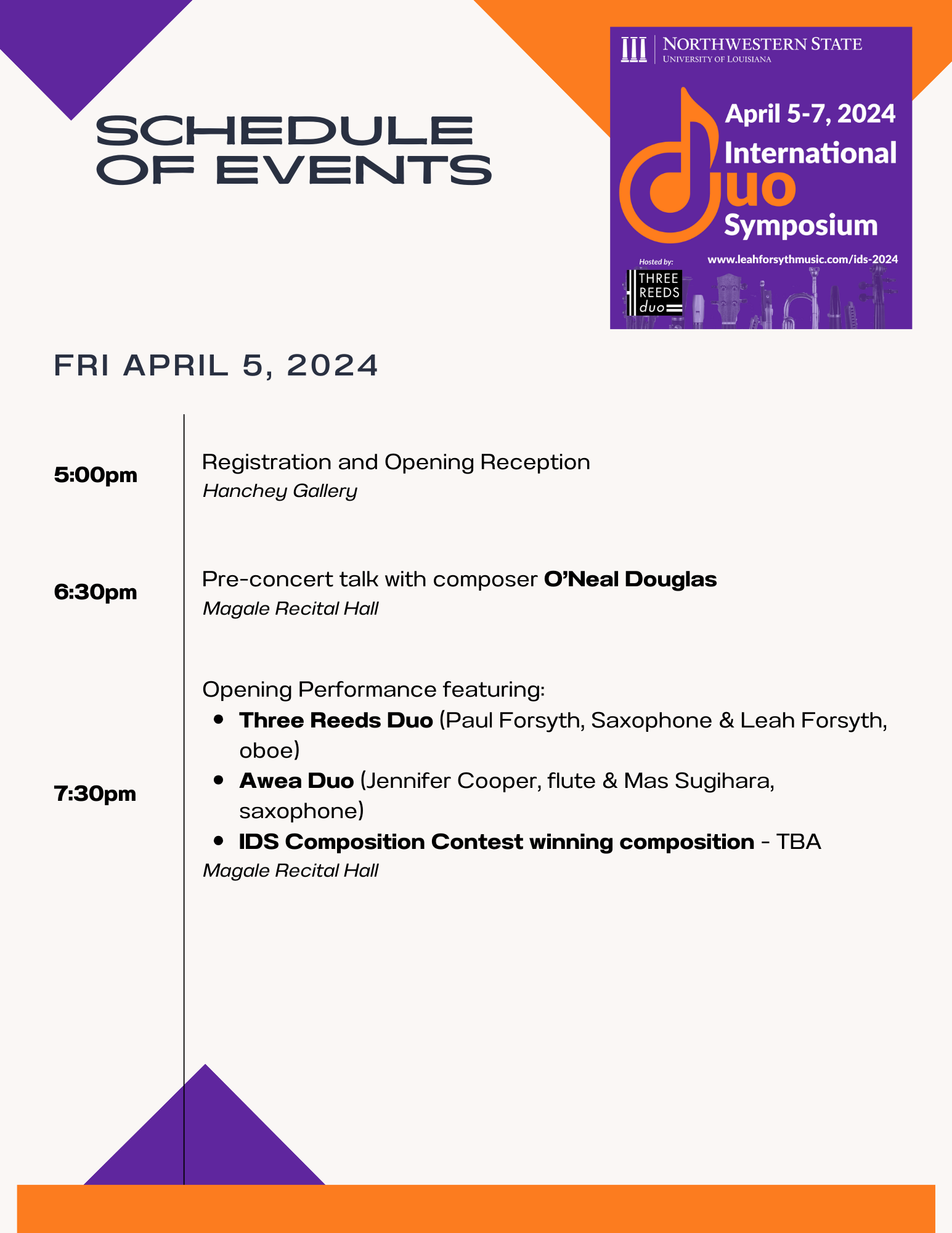 IDS Schedule — Leah Forsyth, Oboe & English Horn