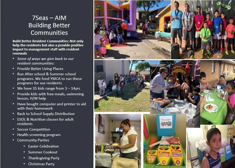 Community Efforts — 7Seas Holdings, LLC.