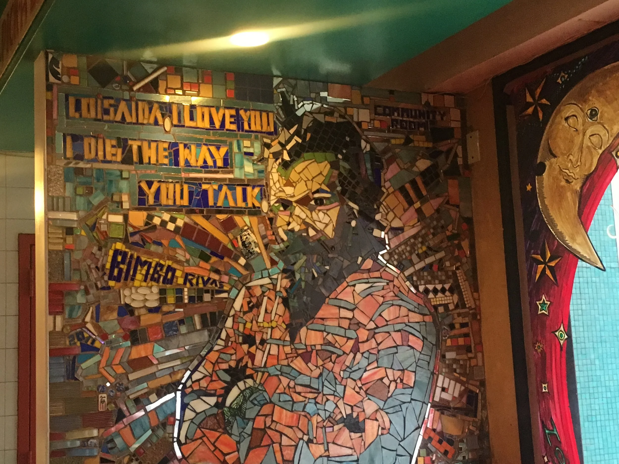 Bimbo Rivas Mosaic at Two Boots Pizza — A Gathering of the Tribes