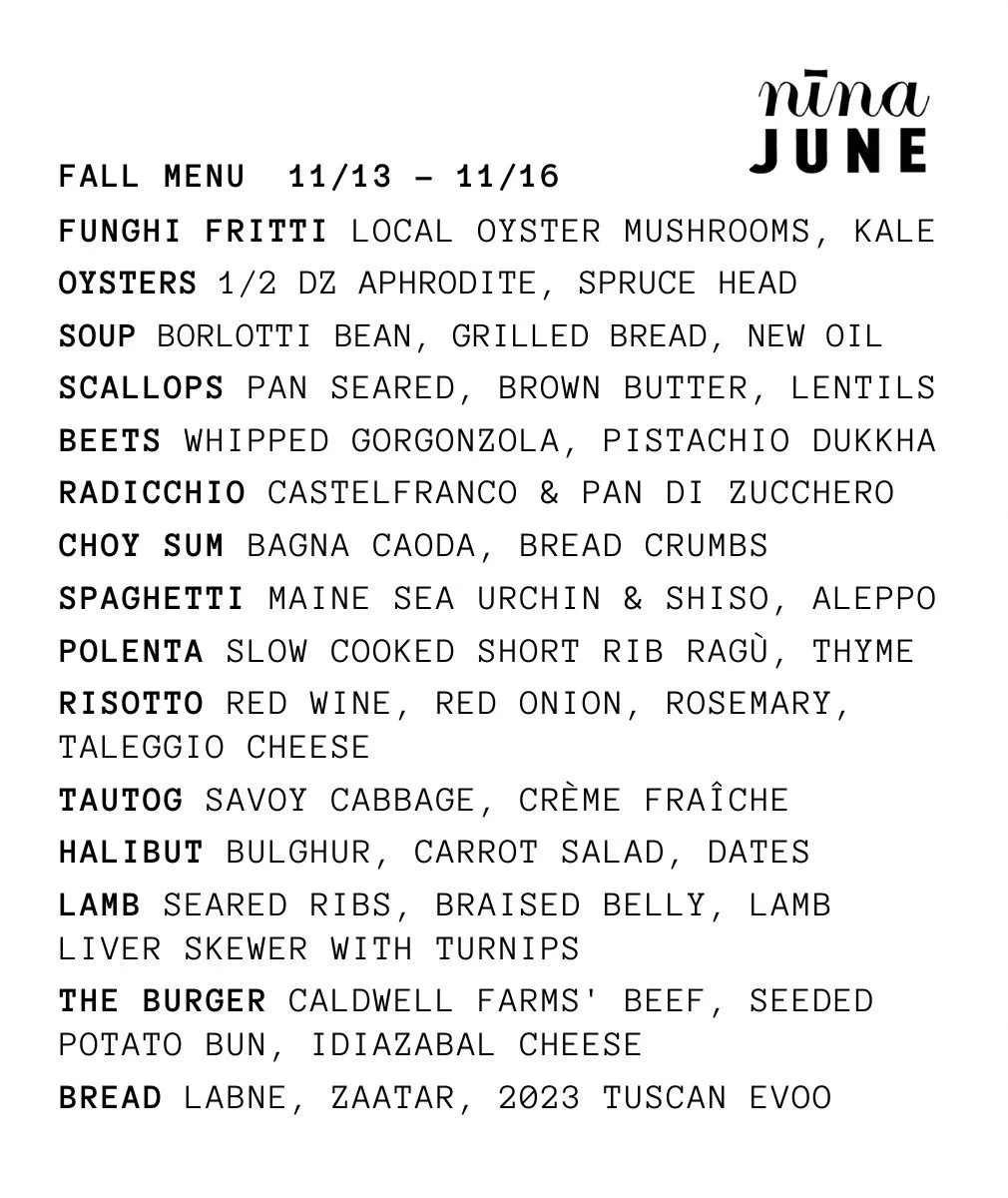 Menu — NINA JUNE