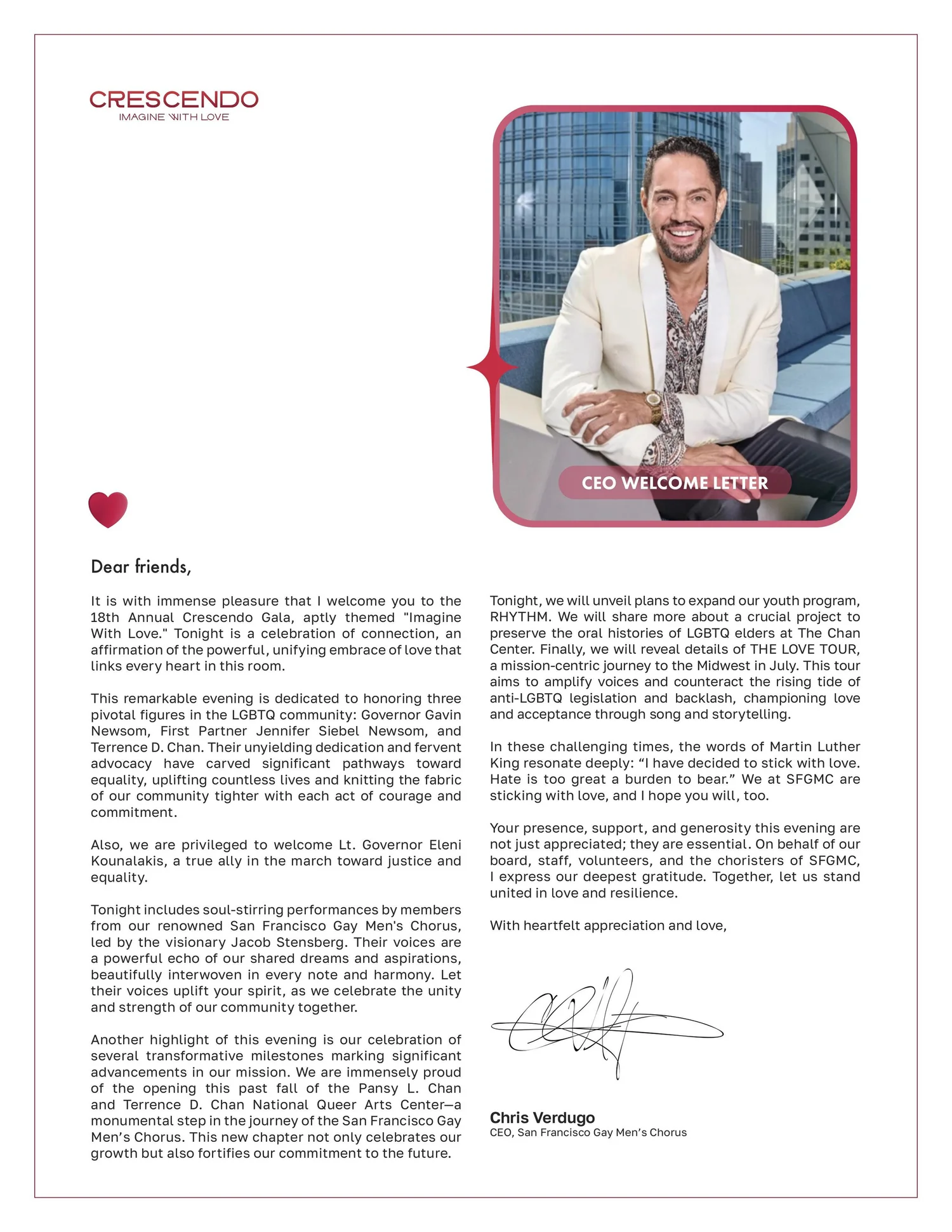Crescendo 2024 Digital Program & CEO Welcome Letter | SFGMC