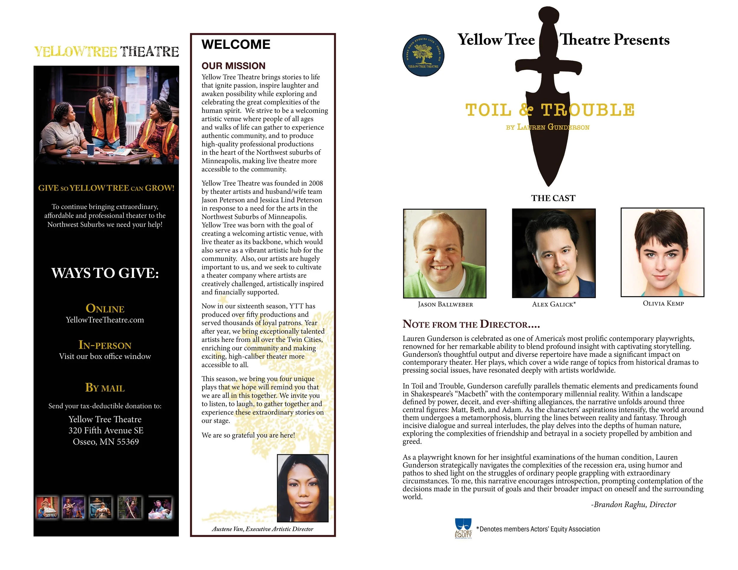 Toil and Trouble Program — Yellow Tree Theatre