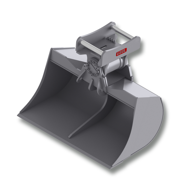 Trench clearing bucket with rotary motor — Geel