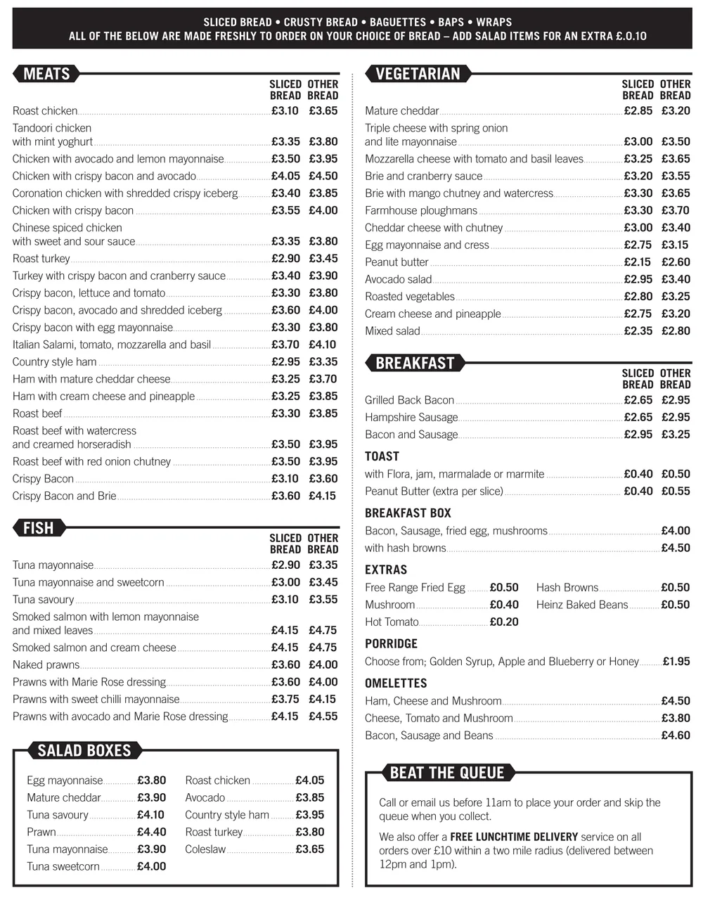 Menus — SANDS2 SANDWICH BAR