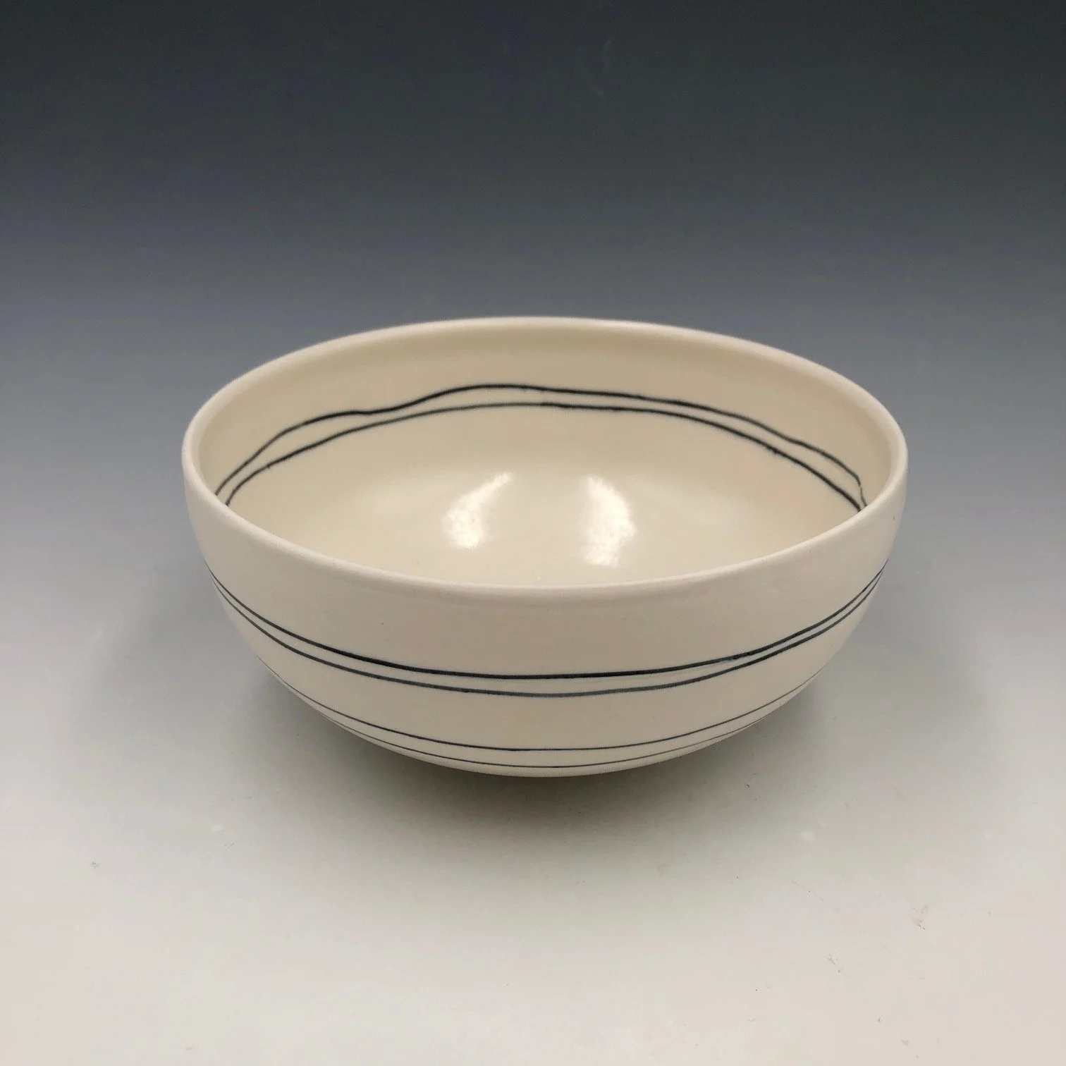 Clay Art Center - Dalia Berman Bold Incised Black Lines Bowl