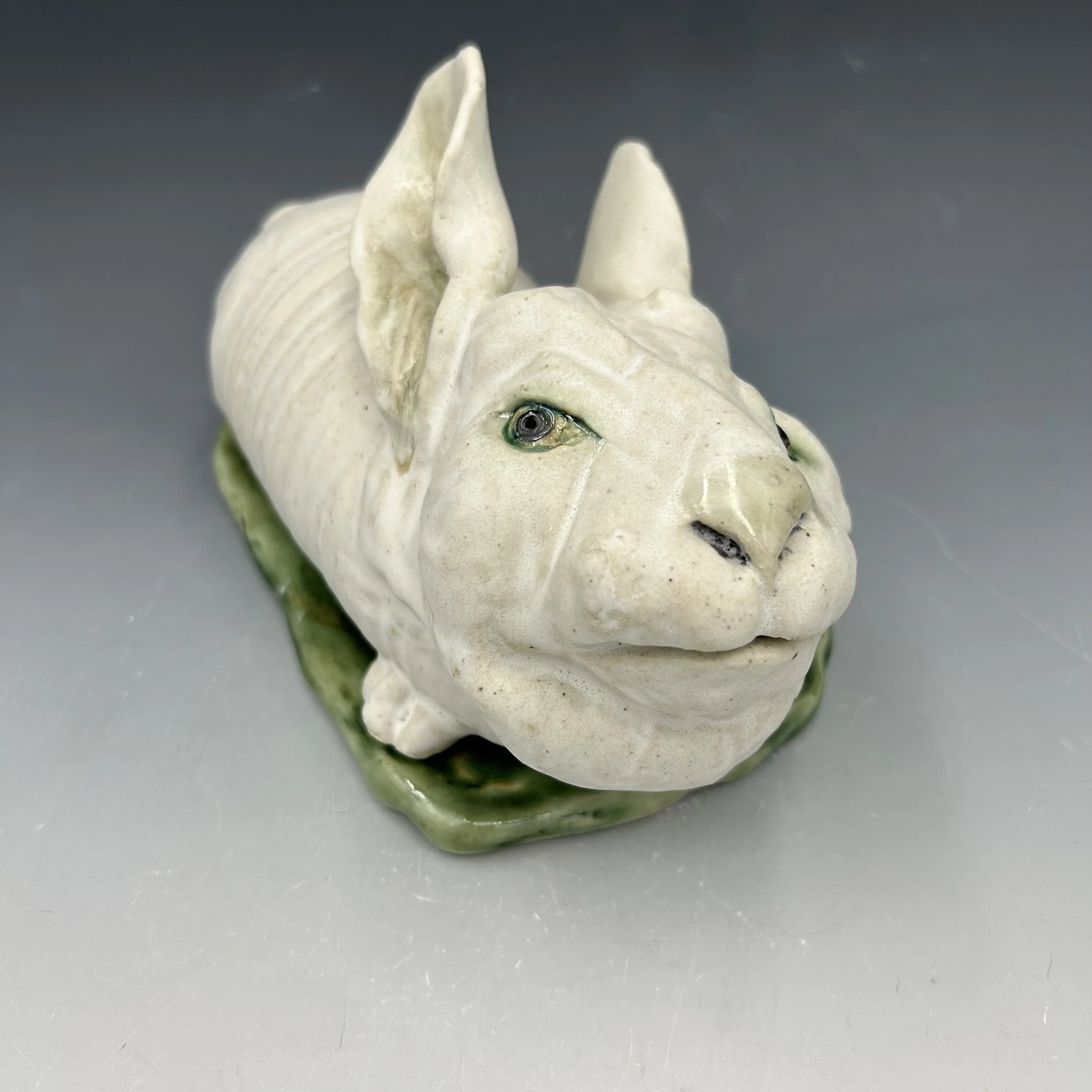 Clay Art Center - Robin Henschel White Bunny Butter Dish