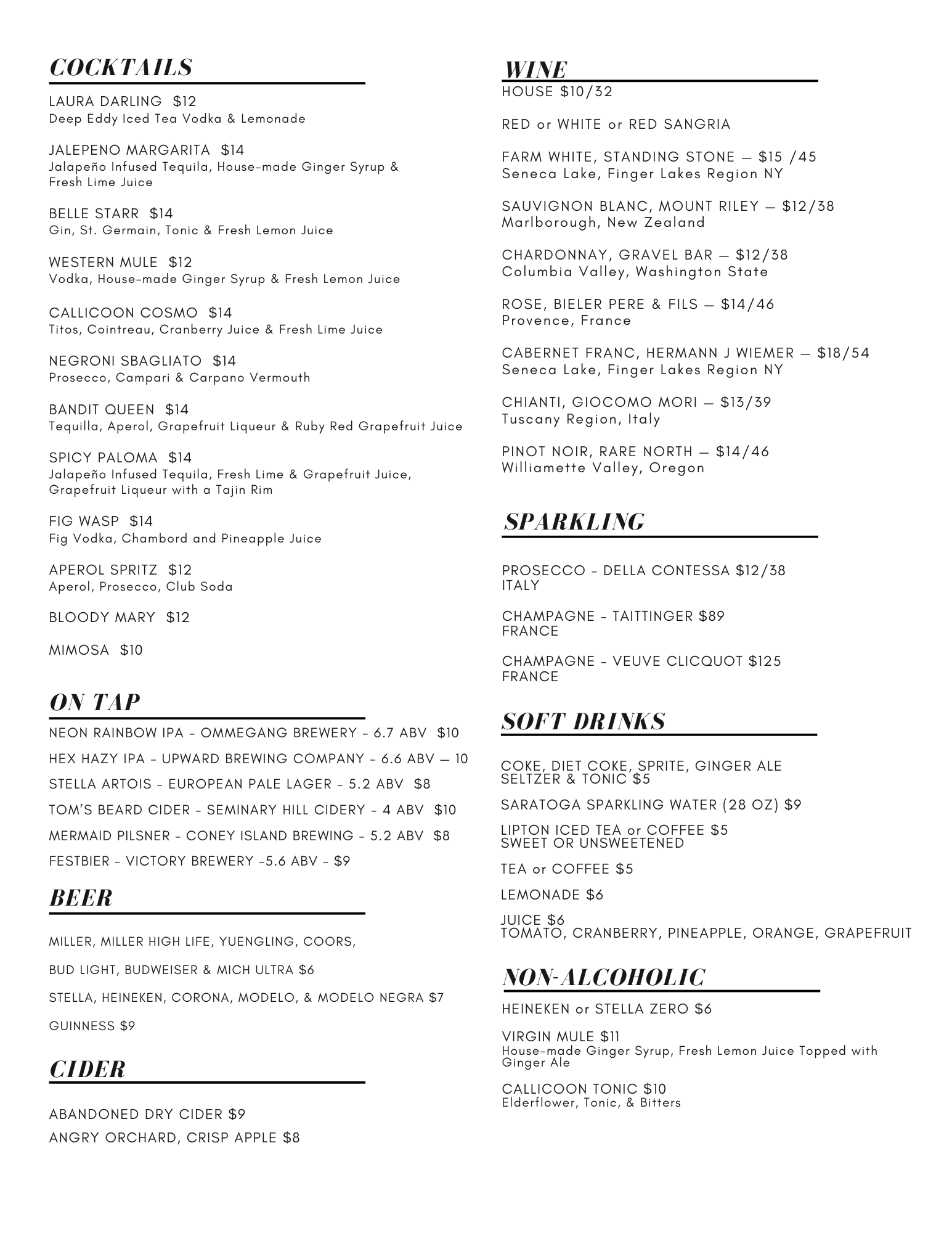 Eat & Drink — Western Inn