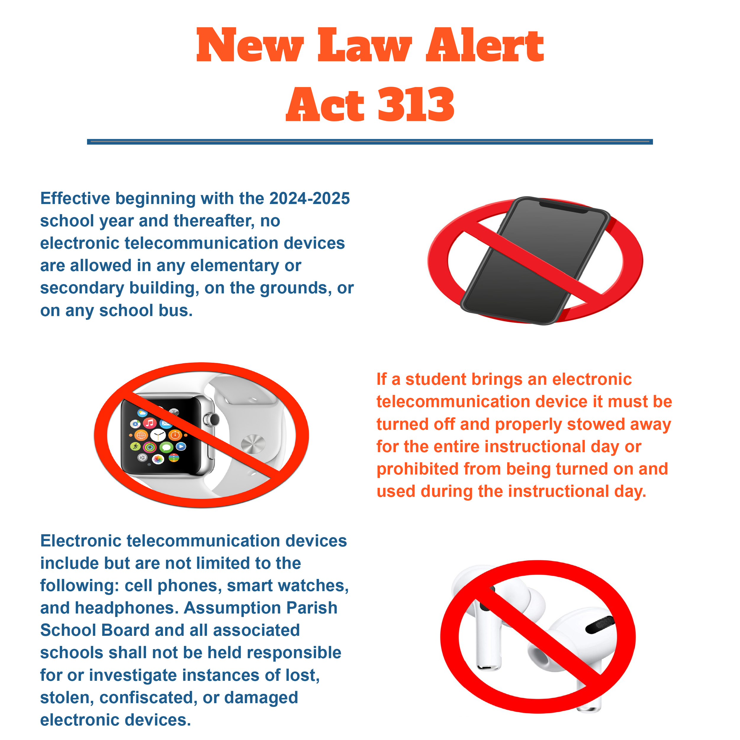 Assumption Parish Electronic Telecommunication Device Policy — Assumption Parish Schools
