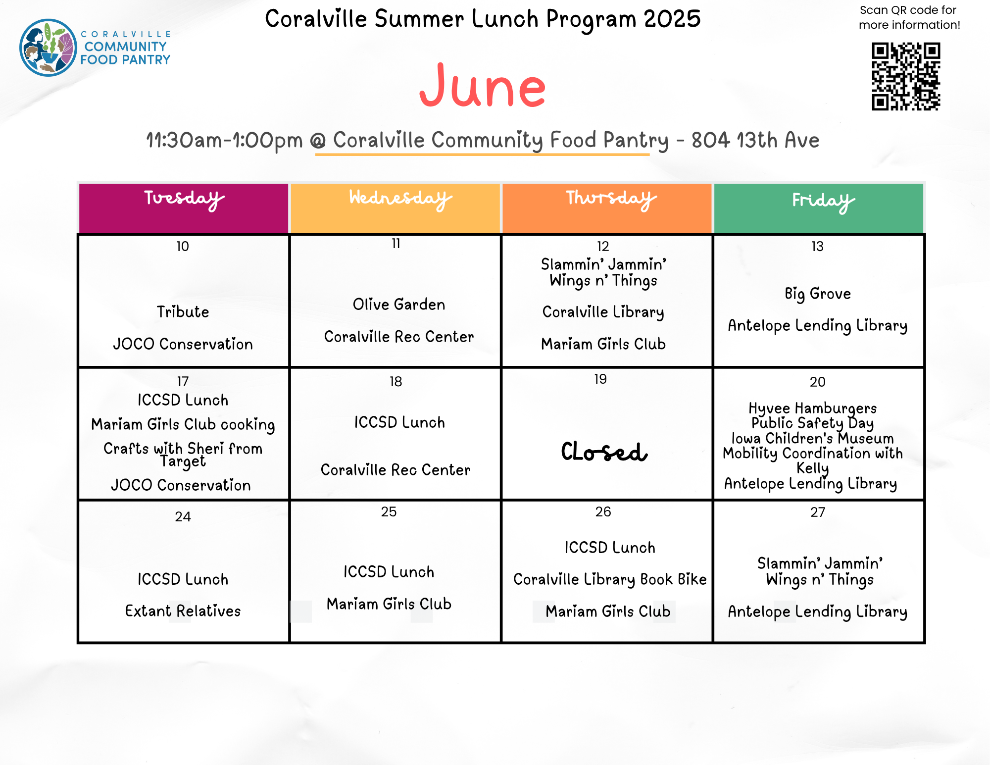 Summer Lunch Program — Coralville Community Food Pantry