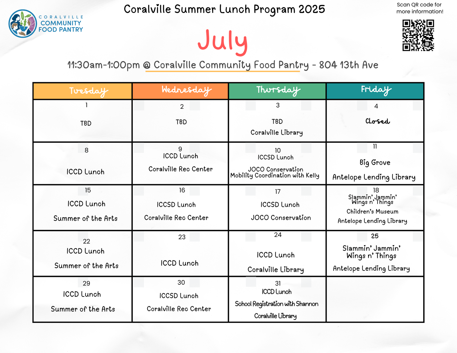Summer Lunch Program — Coralville Community Food Pantry