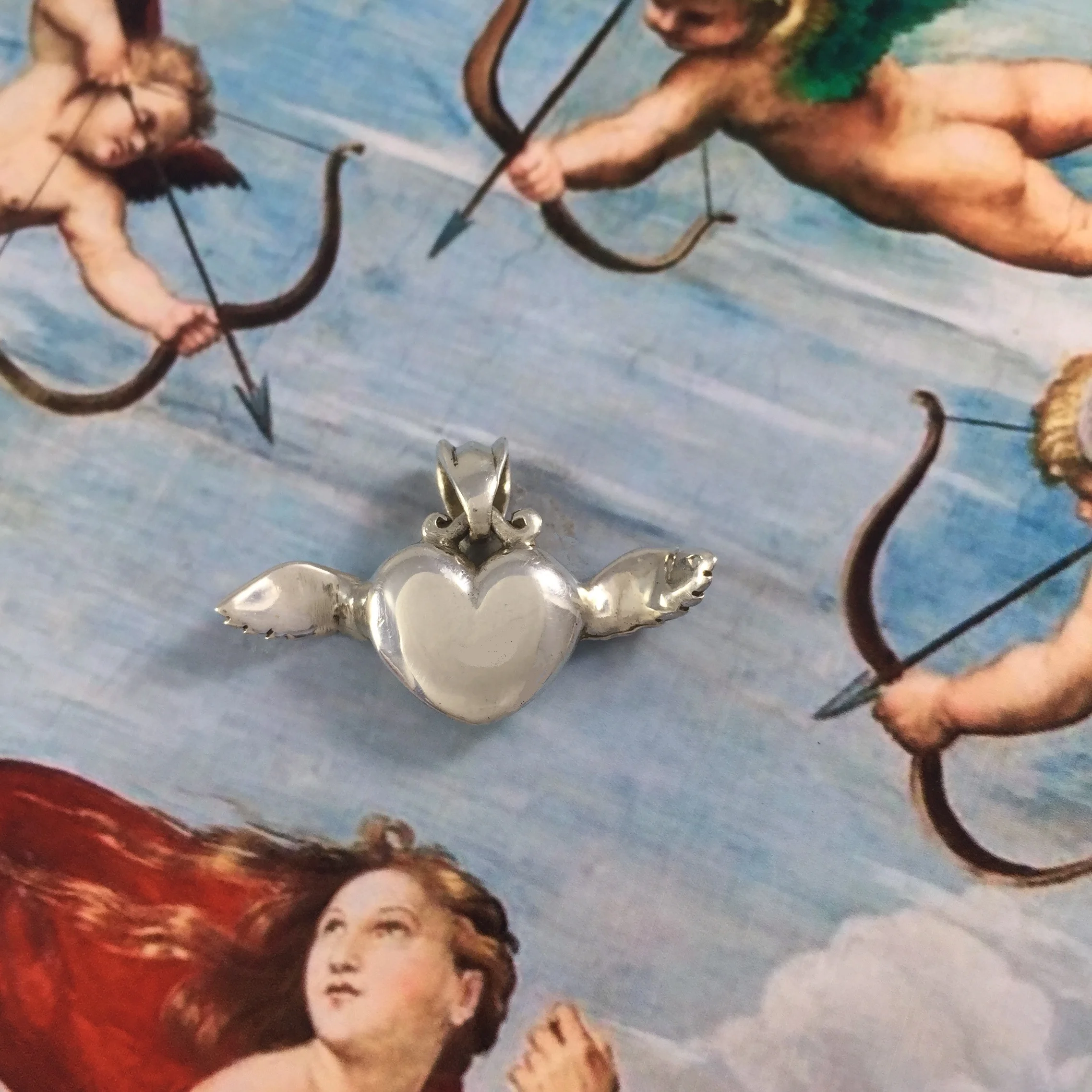 Silver Flying Heart Pendant — i j e w e l l e r y