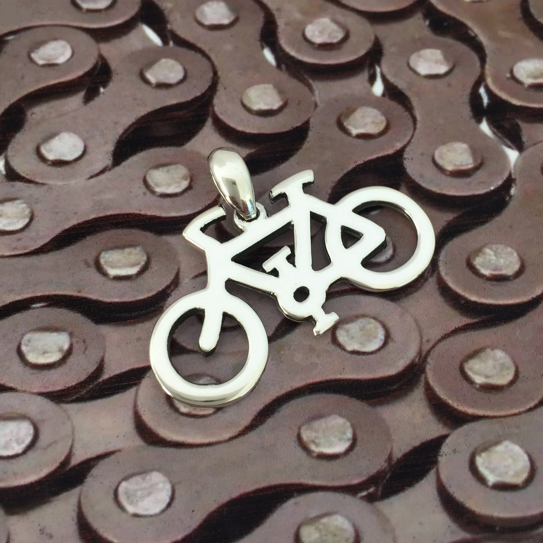 Silver Bicycle Bike Pendant — i j e w e l l e r y