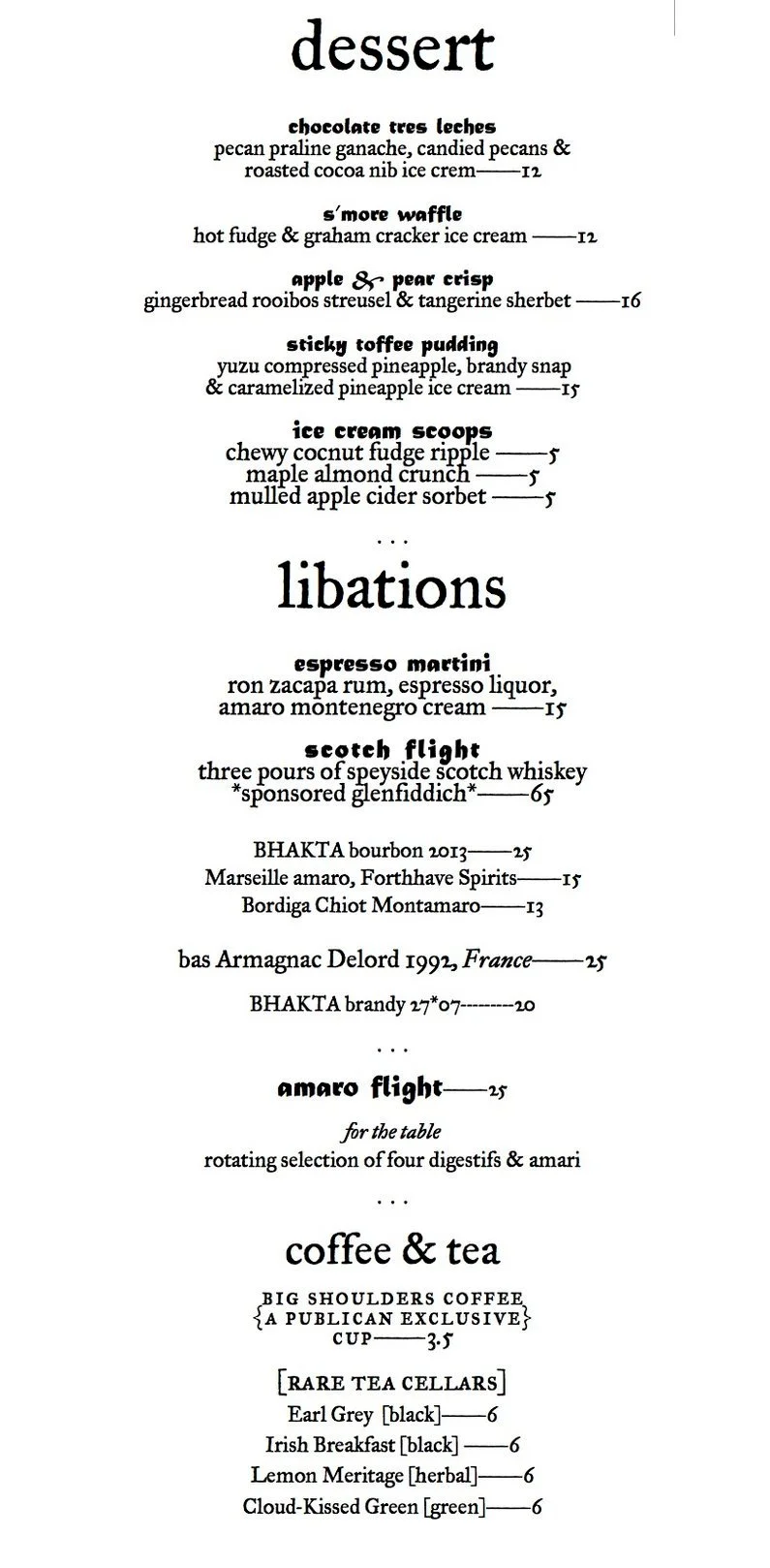 French Desserts Menu