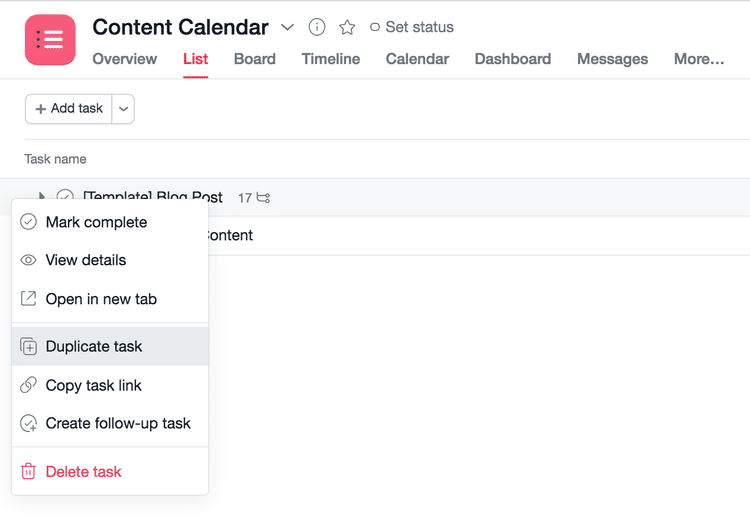 How to Create a Content Calendar Using Asana