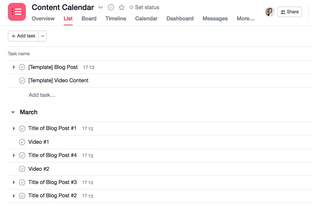How to Create a Content Calendar Using Asana